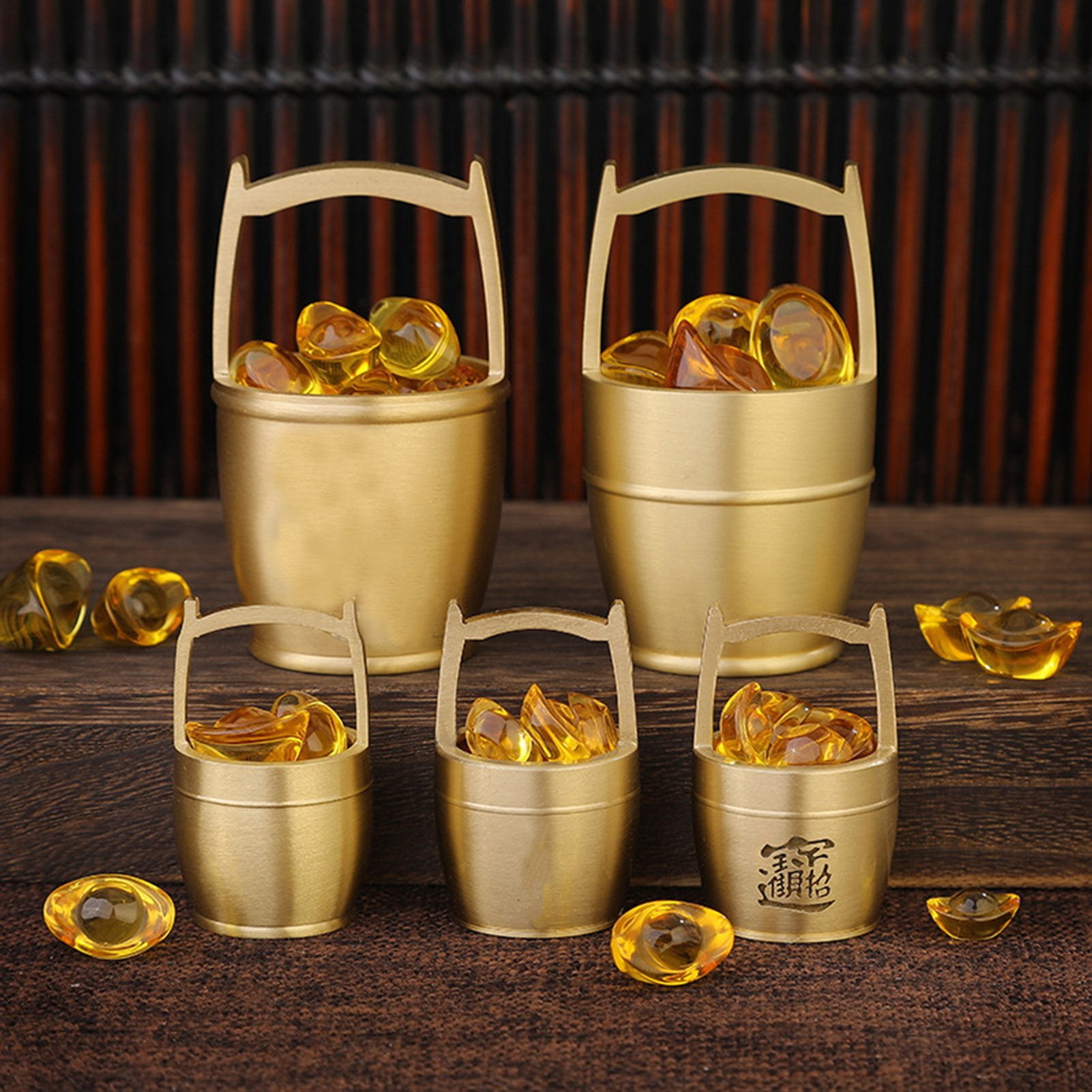 Homeer Bucket Ornament Small Bucket Golden Bucket Ornament Compact ...