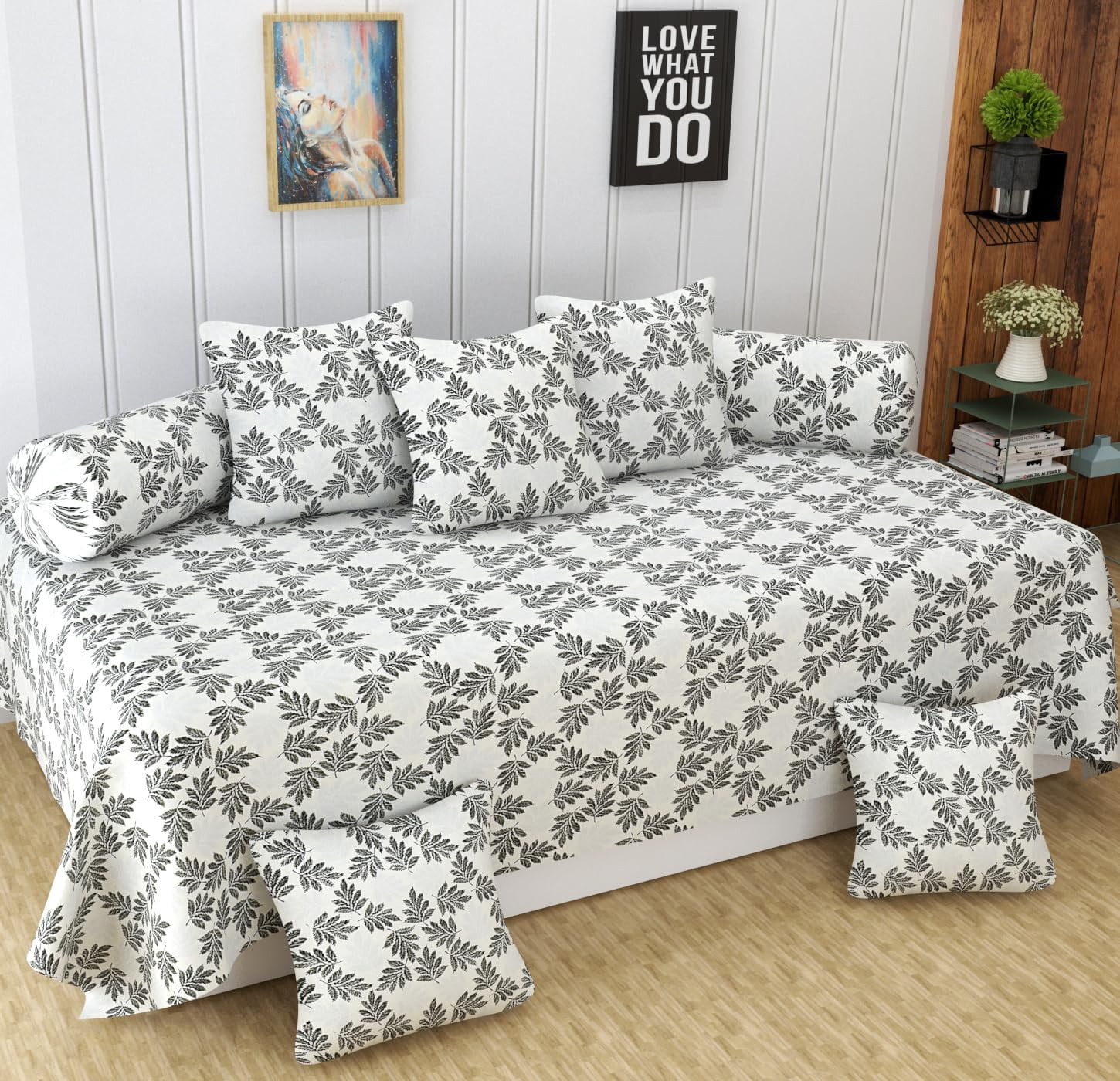Homefab India 180 TC Glace Cotton Diwan Set 8 Piece Grey - Walmart.com