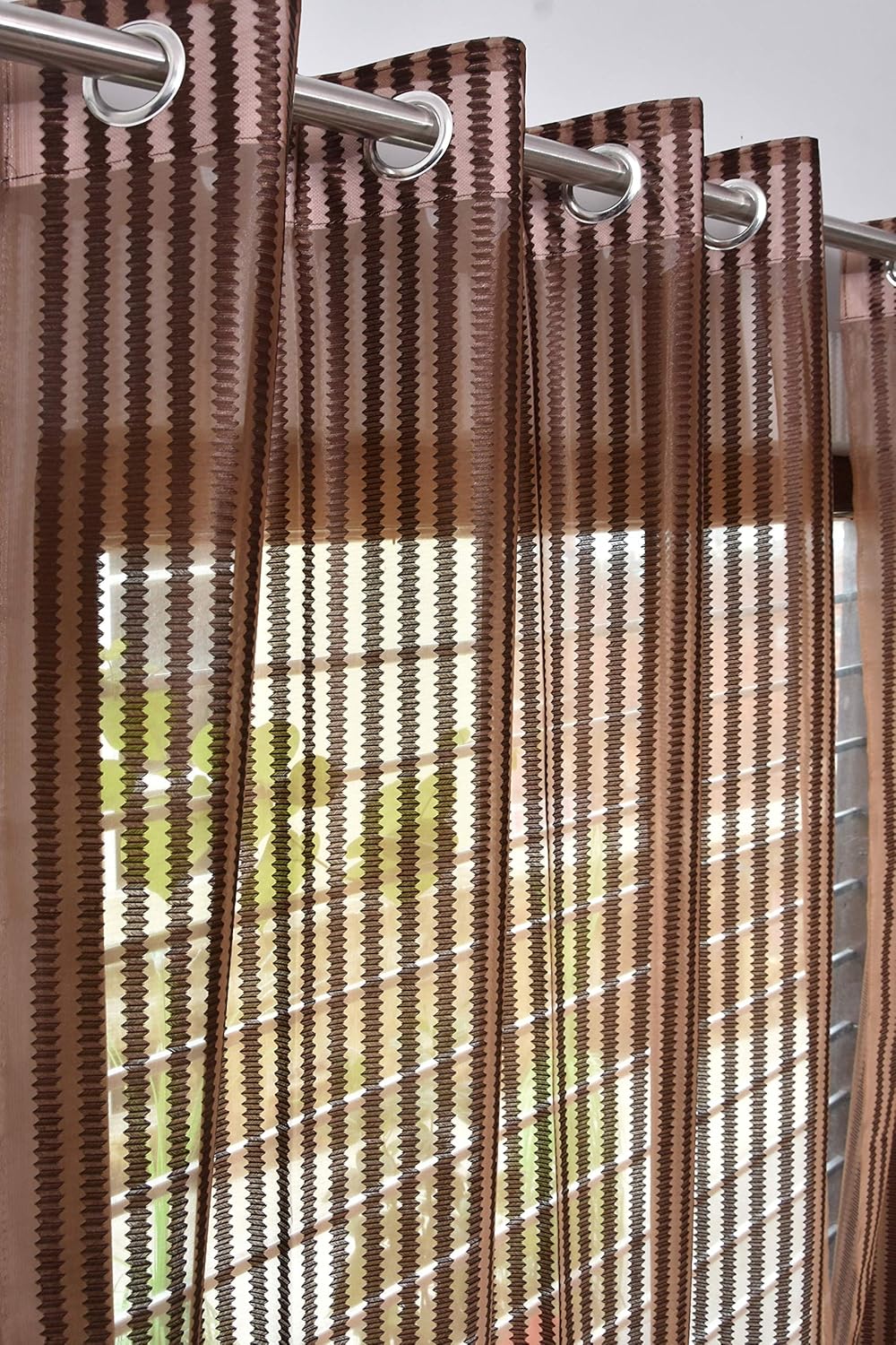 Homefab India Sheer Polyester Door Curtain 7ft Brown - Walmart.com