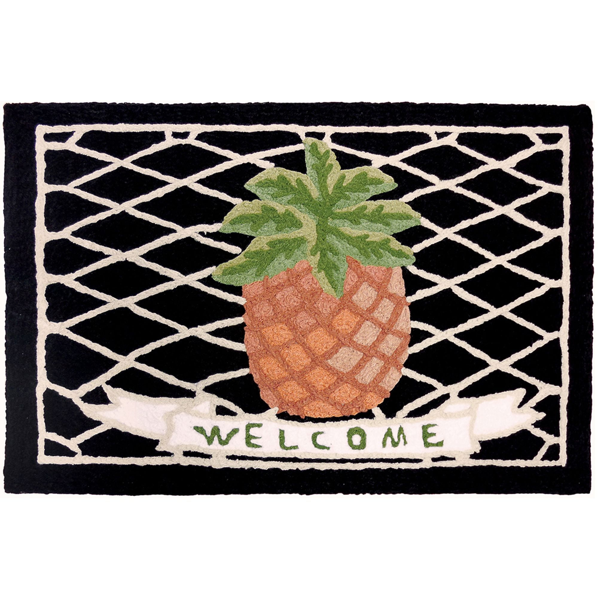 Homefires Rugs 1.5' x 2.5' Pineapple Welcome Black and Beige ...