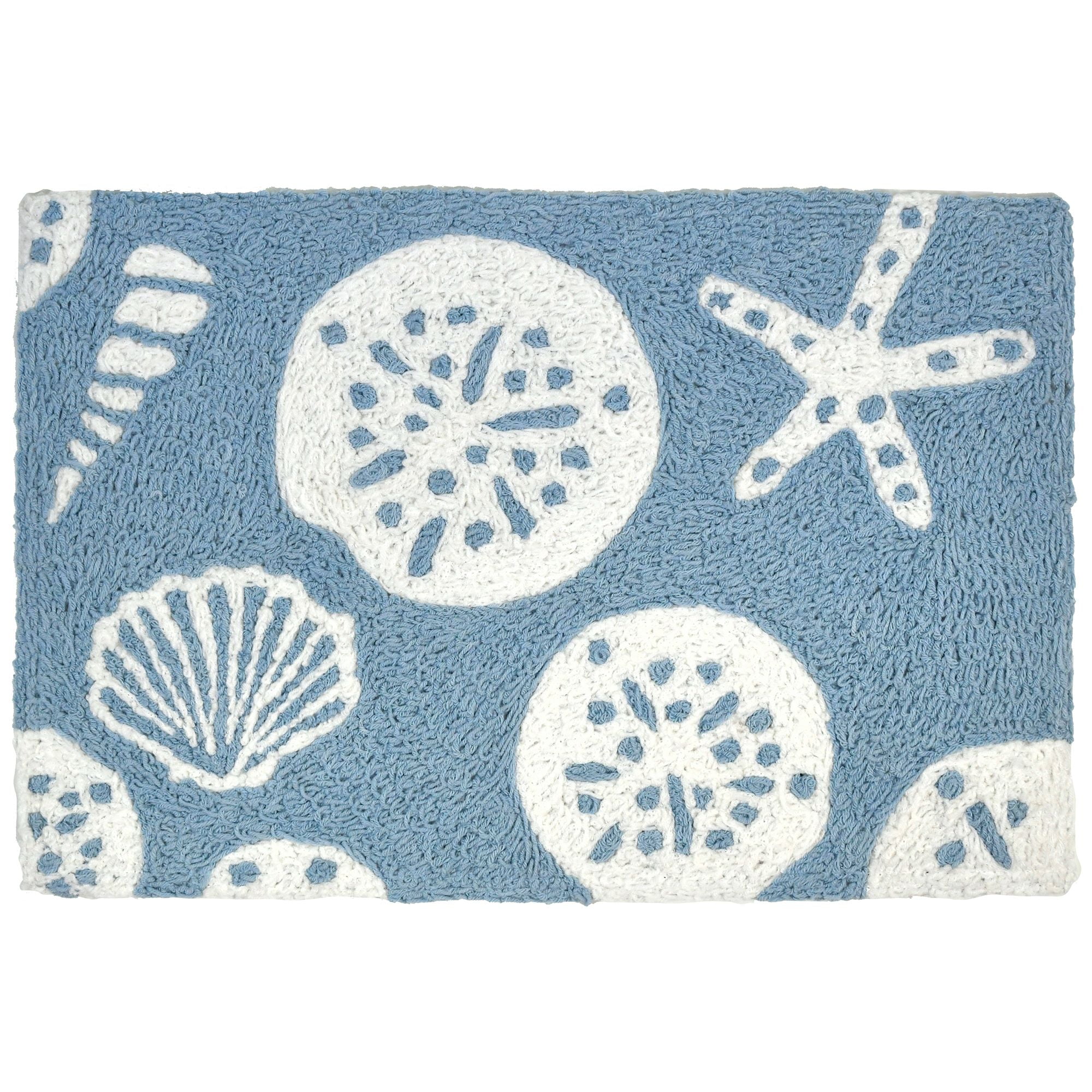 Homefires Rugs 1.6' x 2.5' Blue and White Shells Rectangular Area Throw ...