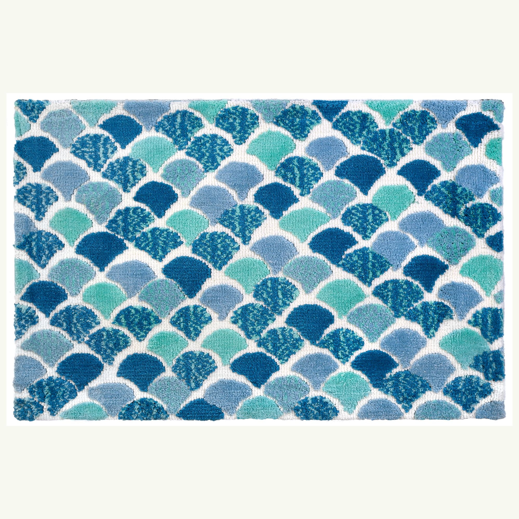Homefires Rugs 21" x 30" Blue Decorative Mermaid Scale Design Area Rug ...