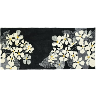 Homefires Rugs 21" x 54" White and Gray Decorative Vine Garden Design ...