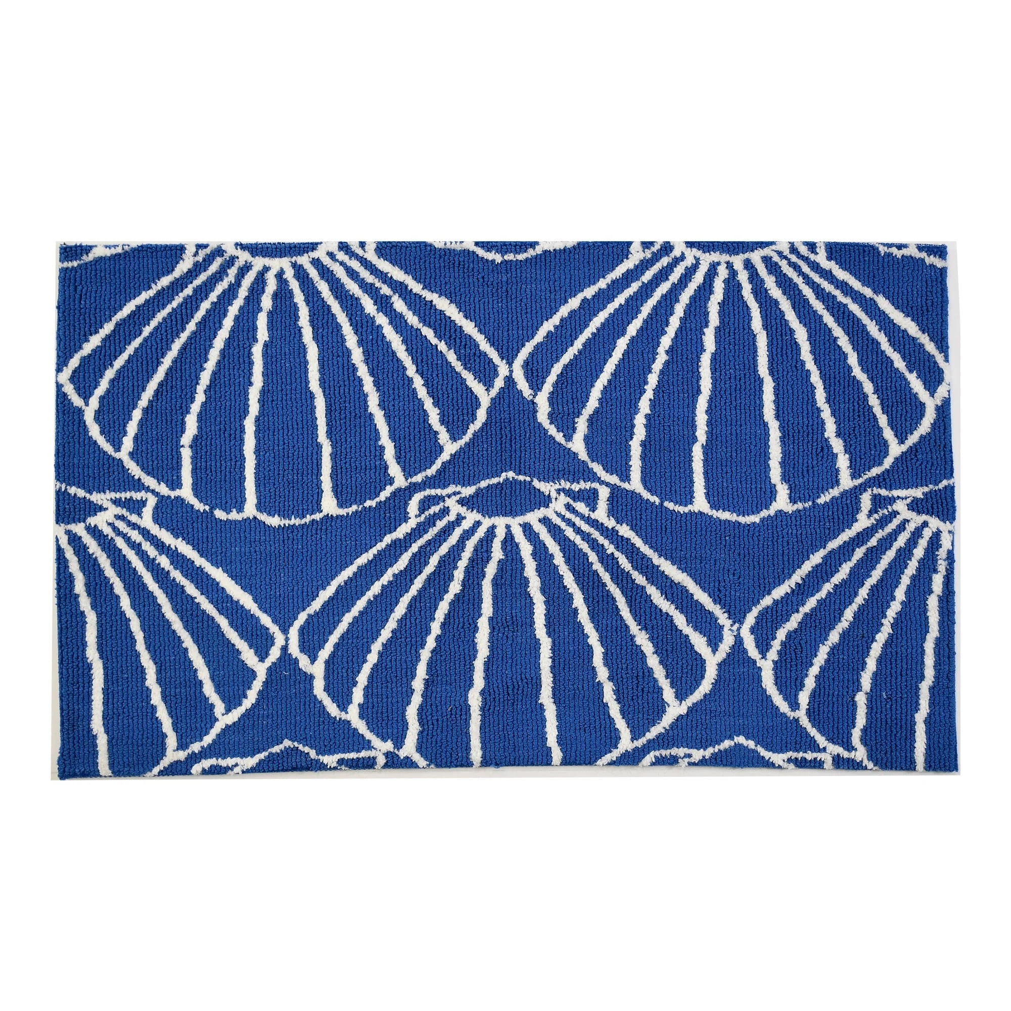 Homefires Rugs 21" x 54" Blue and White Decorative Shell Repeat Design ...