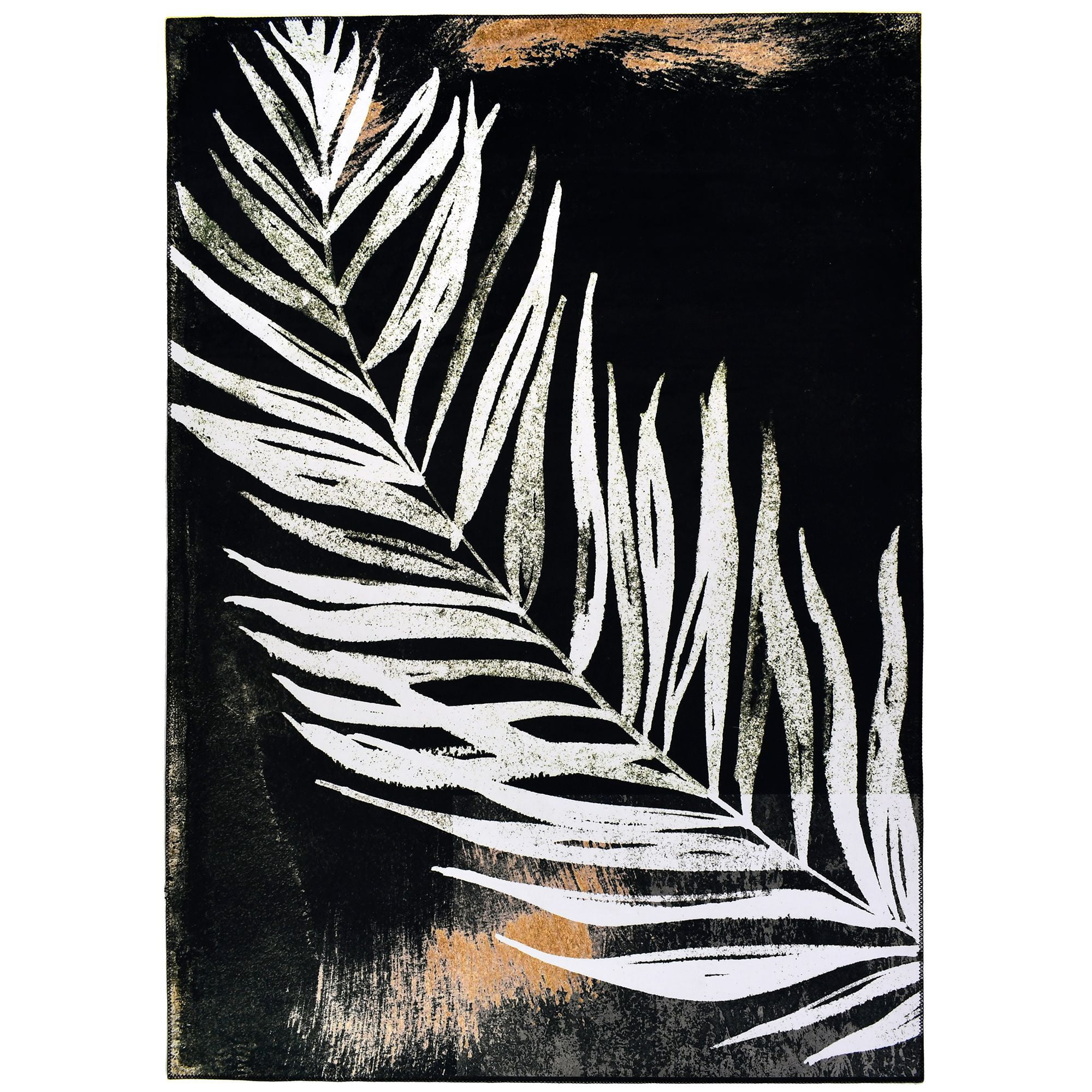 Homefires Rugs 5' x 7' Immersion Black and White Fern Leaf Rectangular ...