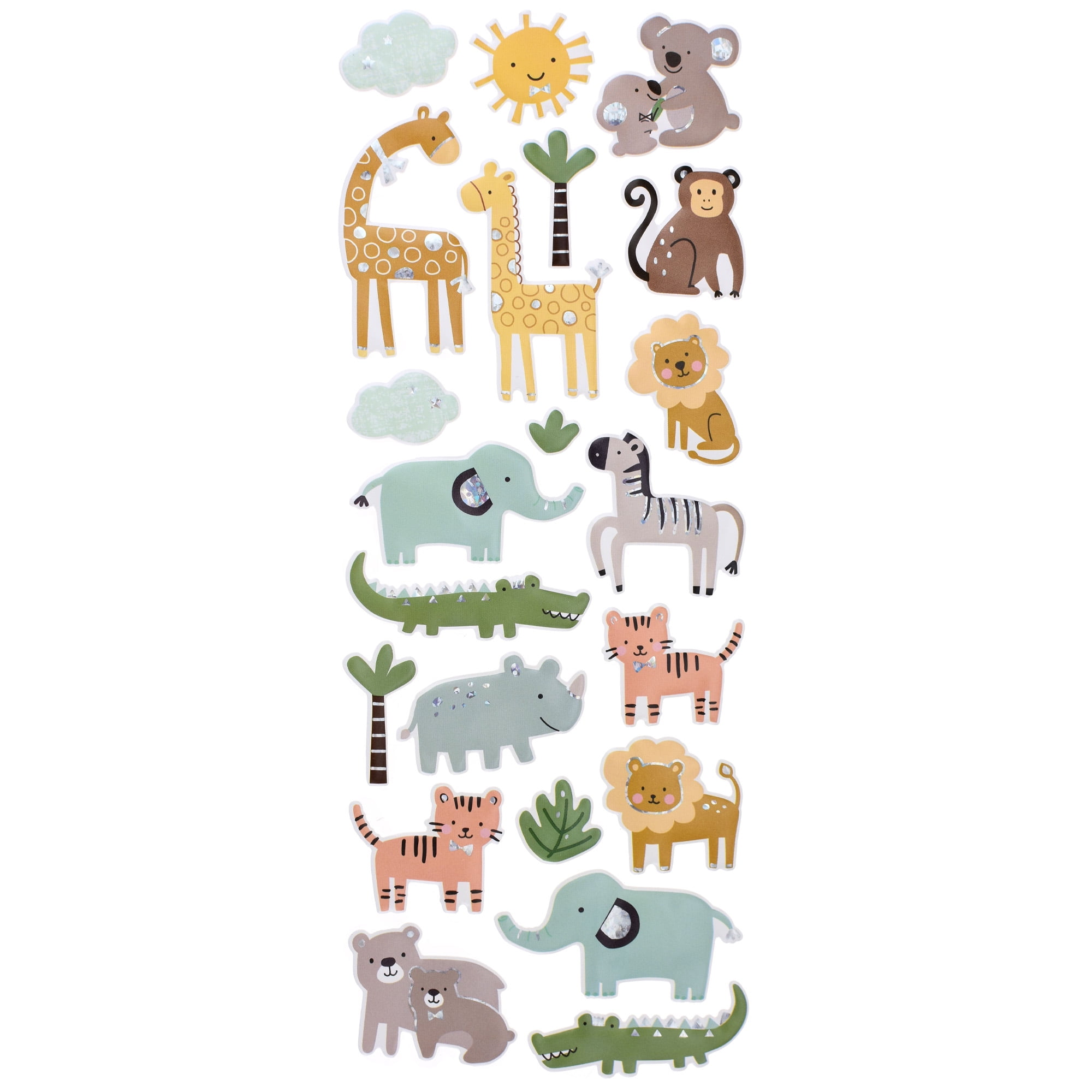 Homeford Animals Puffy Foil 3D Craft Stickers, 2-1/4-inch, 22-piece ...