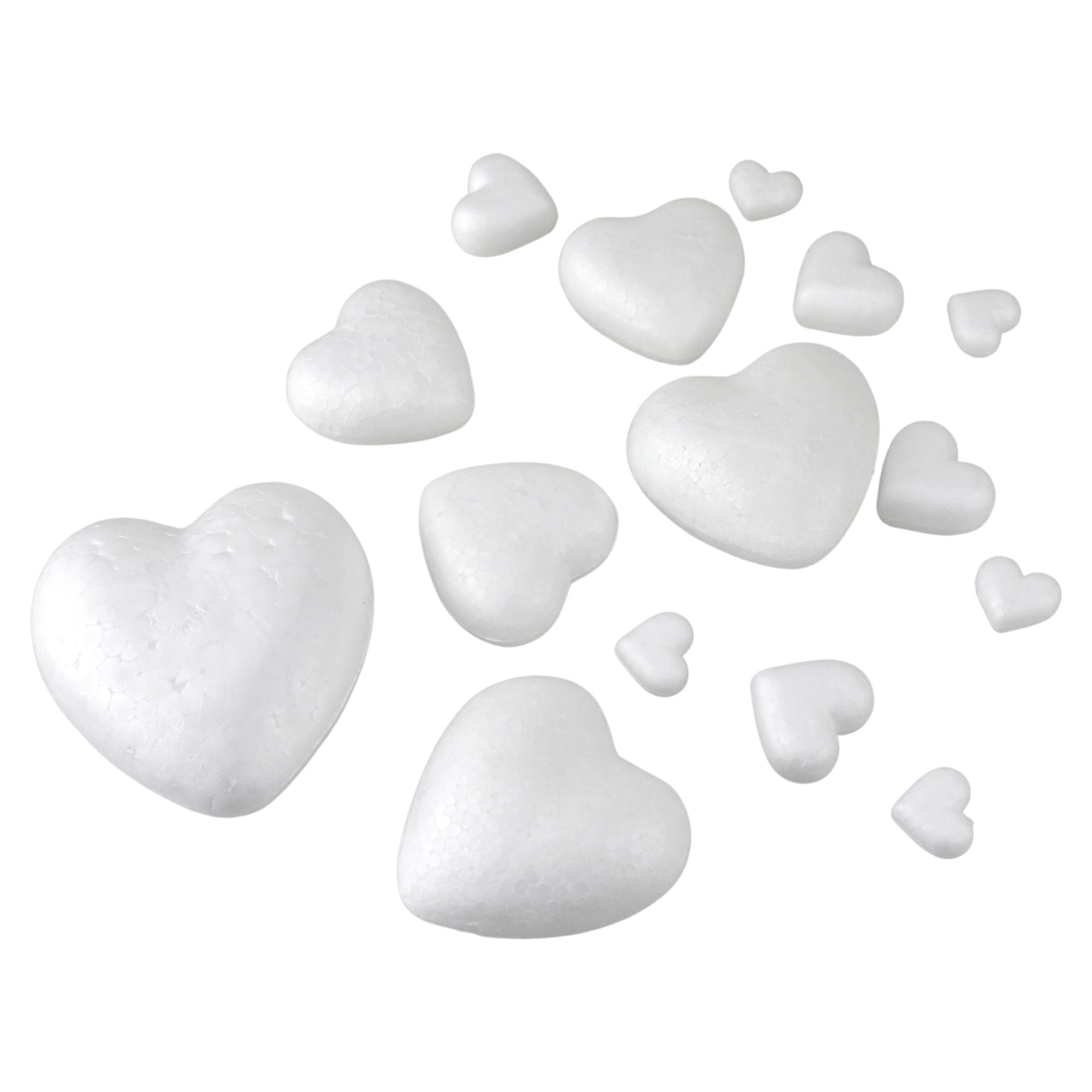 Homeford Assorted Polyfoam Craft Hearts, 15-piece, White - Walmart.com