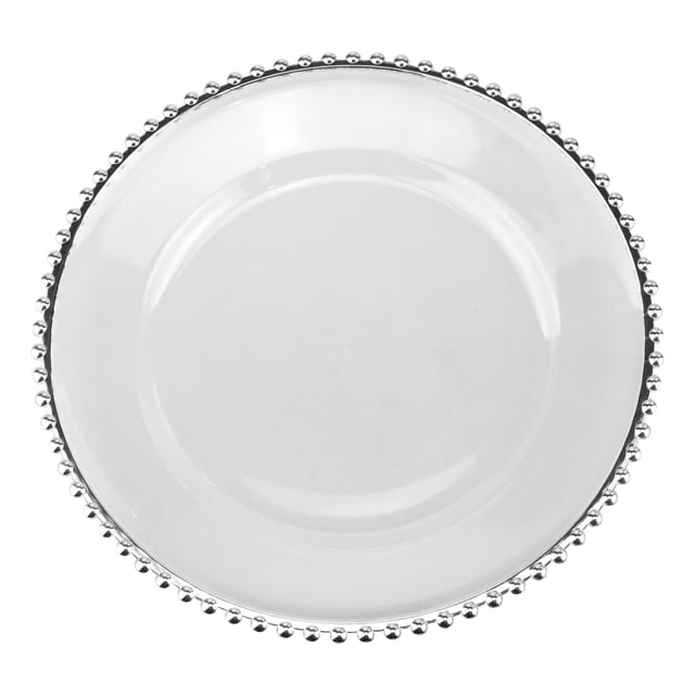 Homeford Beaded Trim Clear Round Plastic Charger Plate, 12-1/2-inch ...