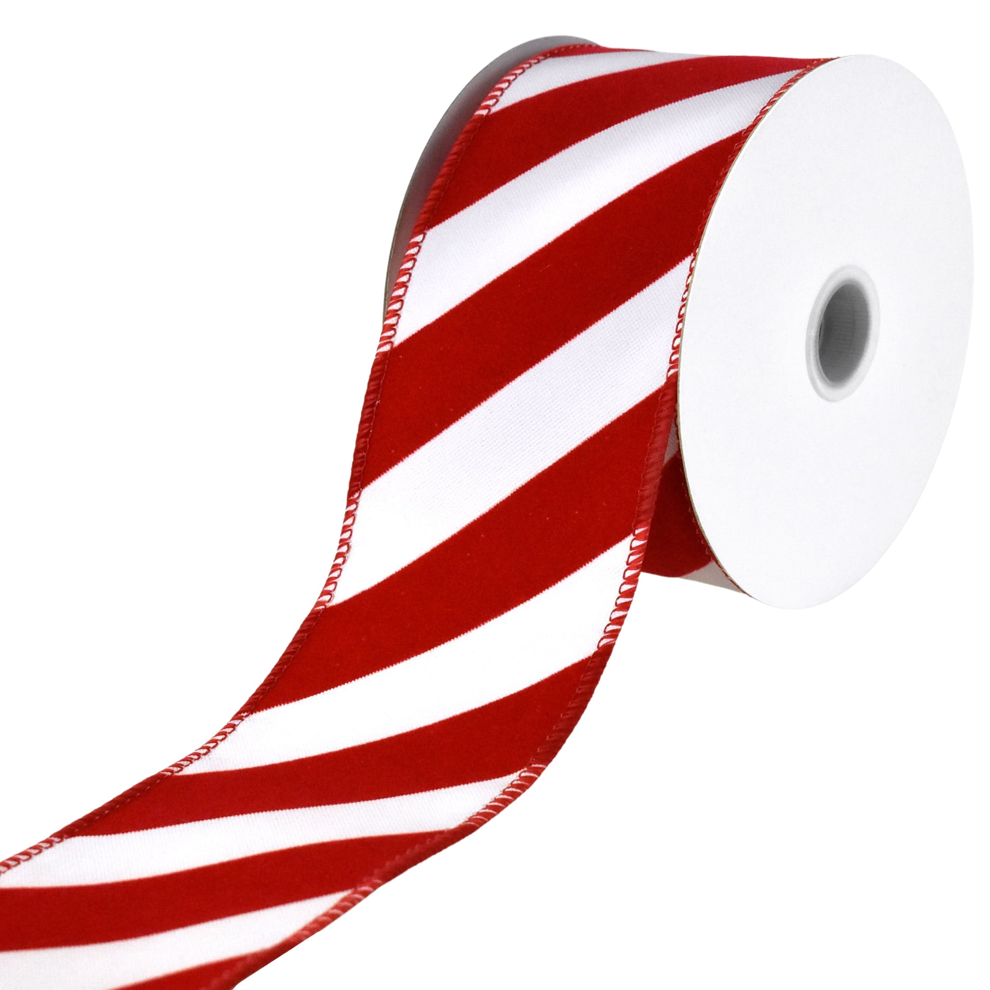 Homeford Xmas Decorate Velvet Candy Cane Wired Ribbon, Red/White, 2-1/2 ...