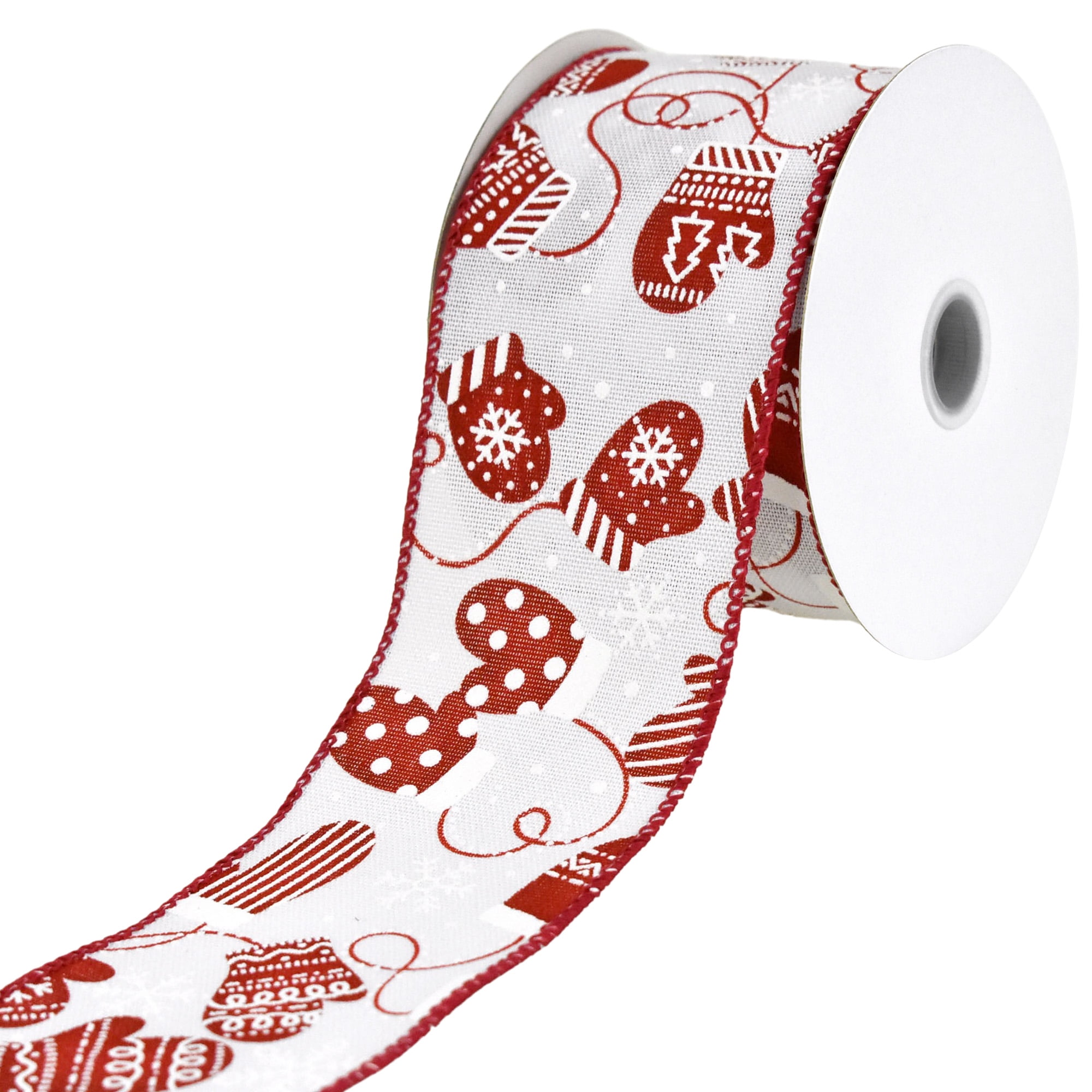 Homeford Christmas Mittens Faux Linen Wired Ribbon, 2-1/2-inch, 10-yard ...