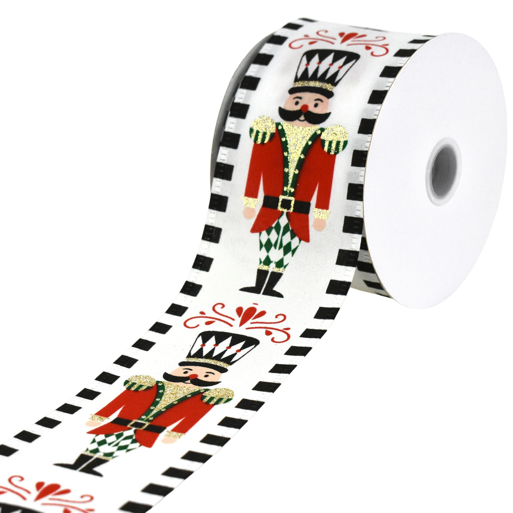 Homeford Christmas Nutcracker Dash Edge Wired Ribbon, 2-1/2-inch, 10 ...