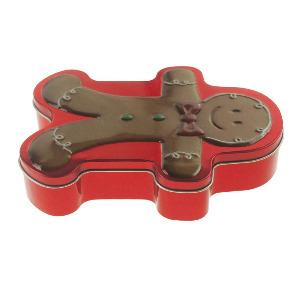 Homeford Gingerbread Man Christmas Cookie Tin Round Container, 7-Inch ...