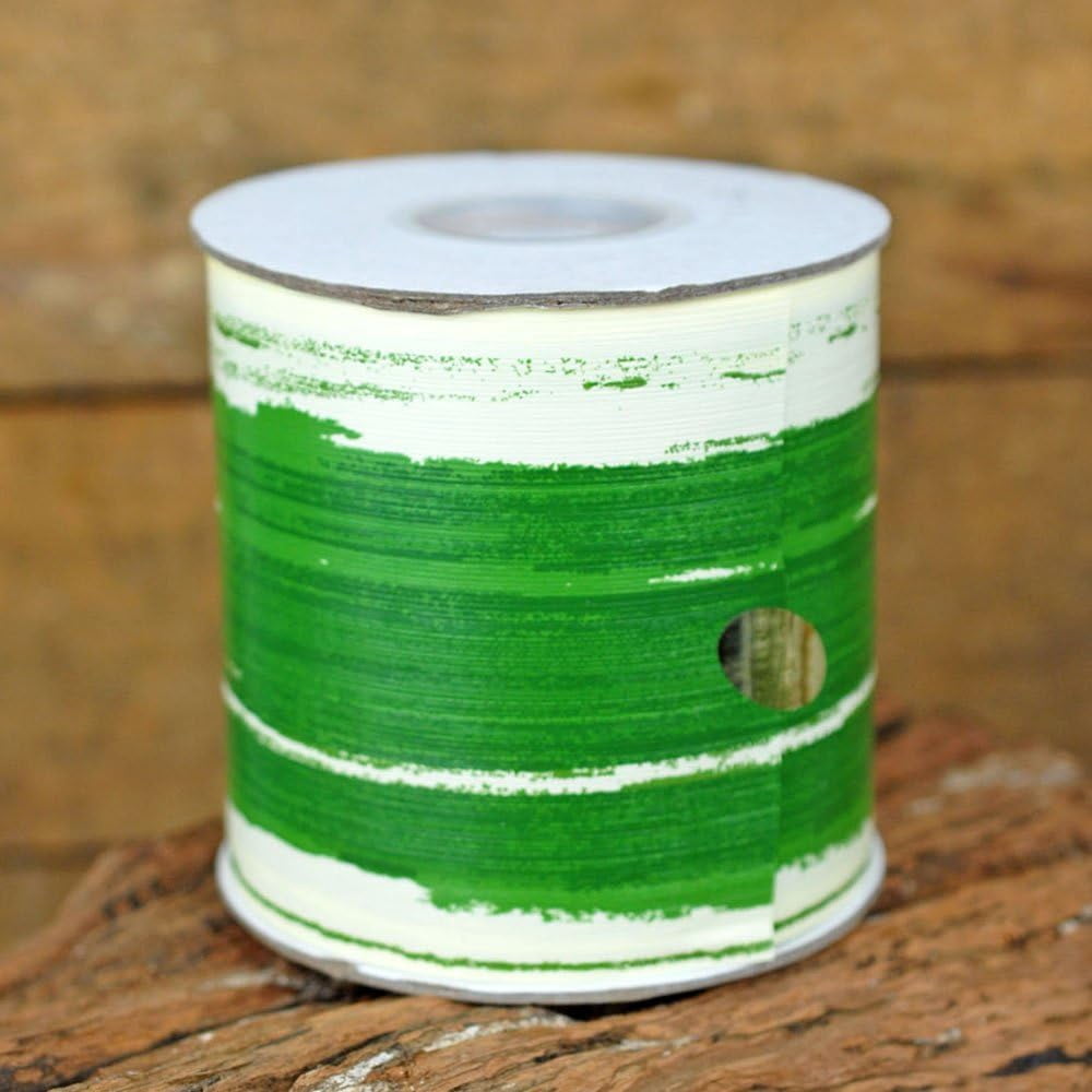 Homeford Green/Ivory Ti Leaf Variegated Ribbon, 4-Inch by 50-Yard ...