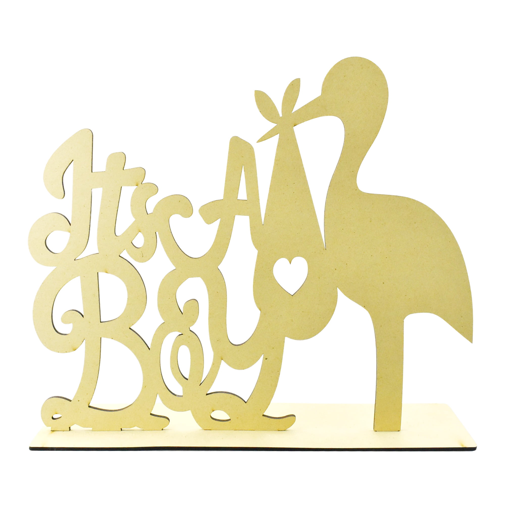 Homeford It's a Boy Stork MDF Wooden Centerpiece, 11-1/2-inch, Natural ...
