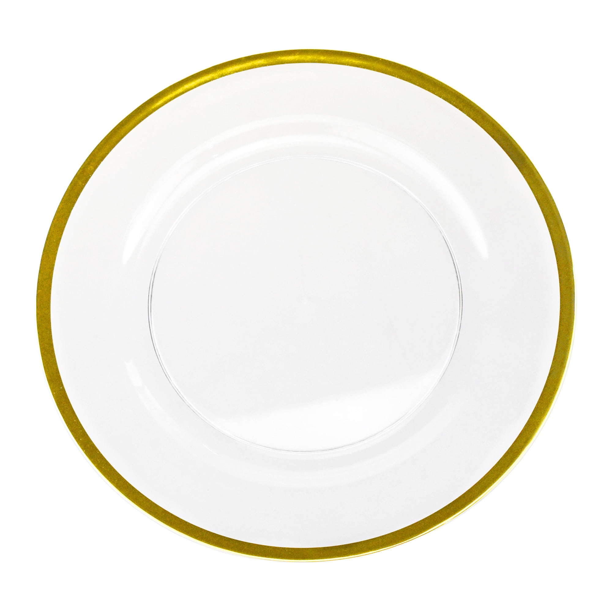Homeford Metallic Trim Clear Round Plastic Charger Plate, 13-inch, Gold ...