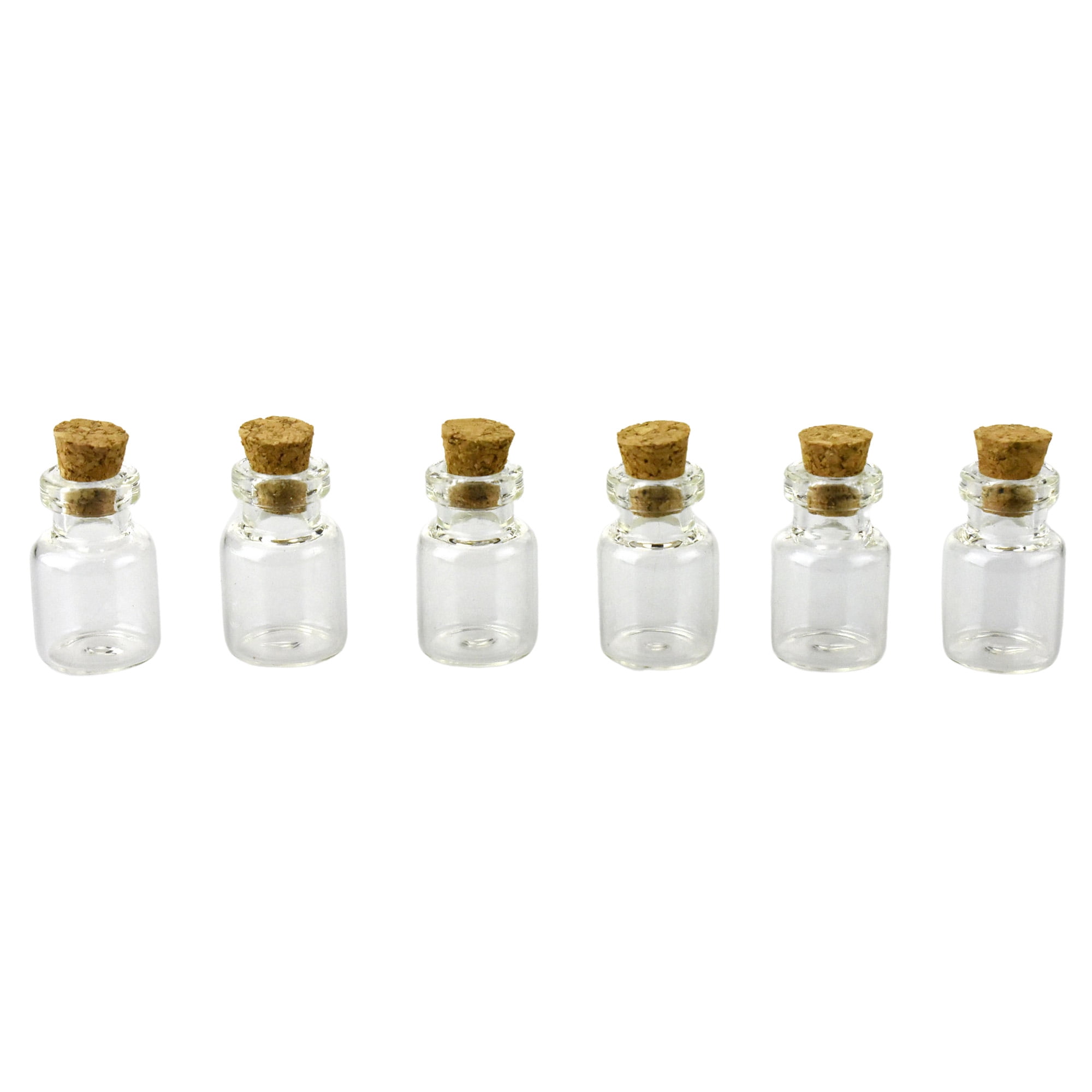 Homeford Mini Glass Bottles with Cork Lid, 1-1/8-inch, 6-count, Clear ...