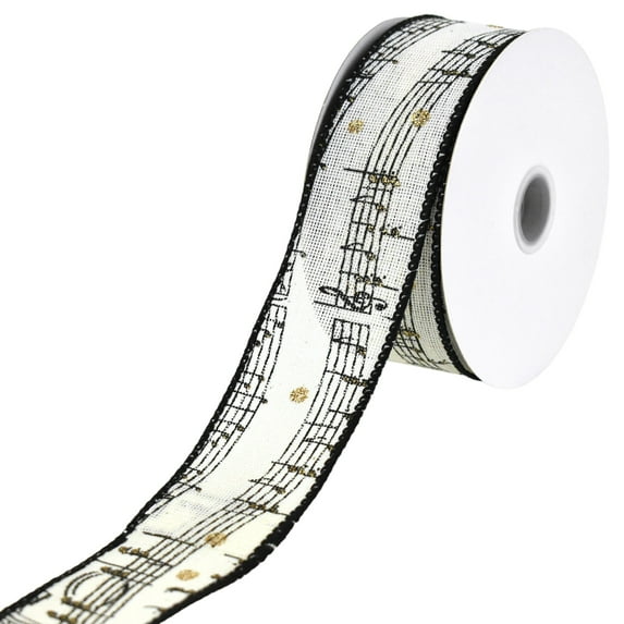 Homeford Music Sheet Notes Faux Linen Wired Ribbon, 1-1/2-inch, 10-yard ...