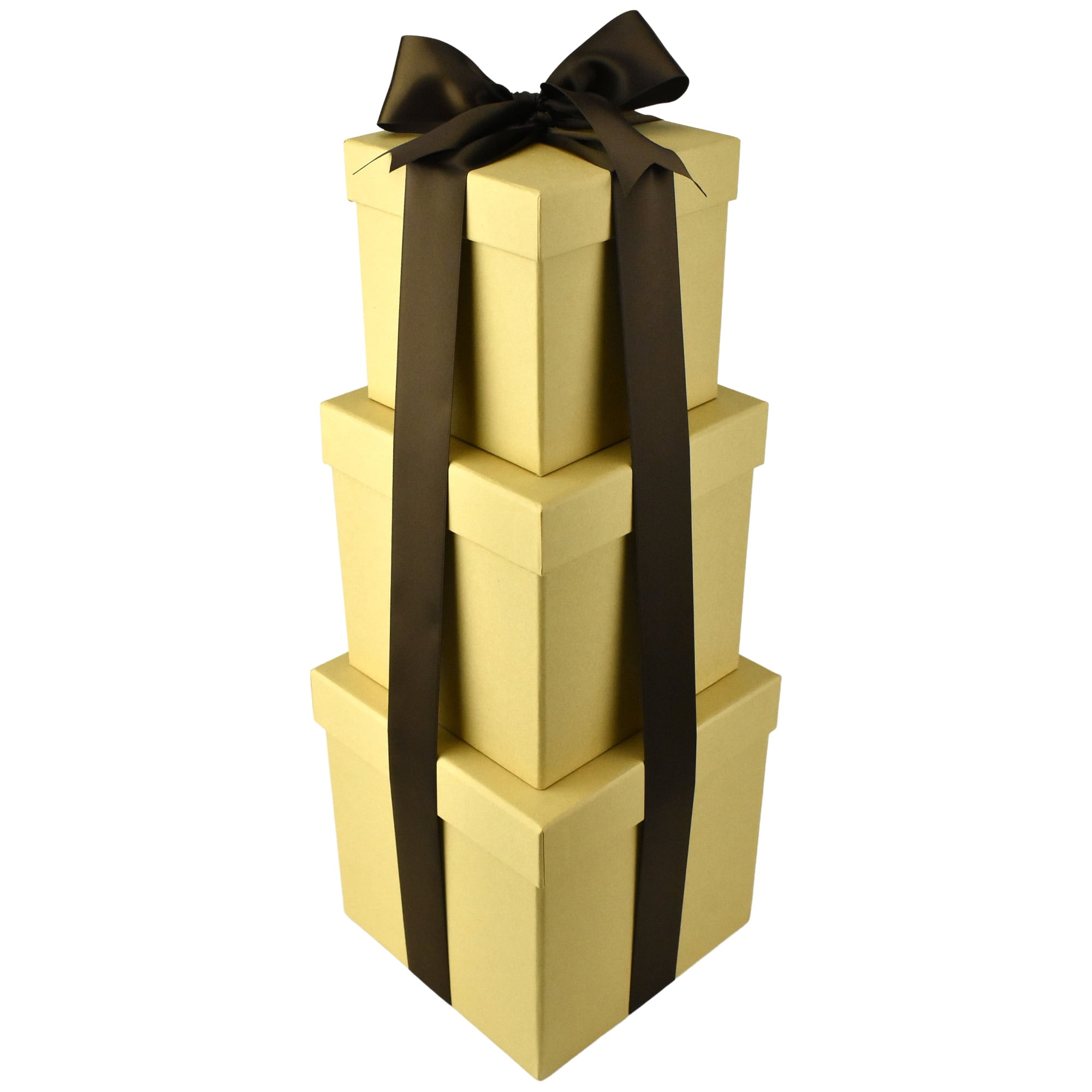 Homeford Kraft Nested Square Gift Boxes with Ribbon, Natural Brown, 3 ...