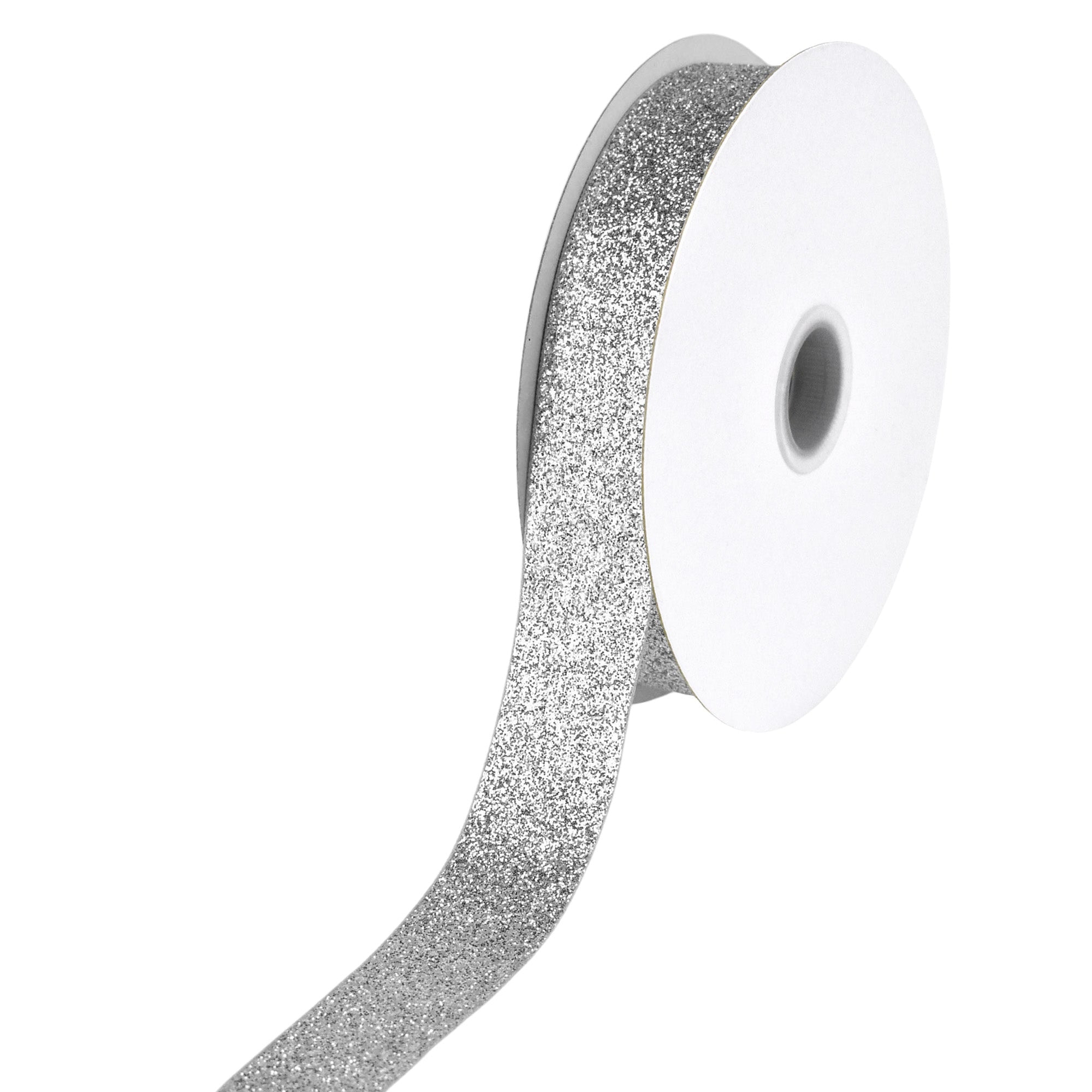 Homeford Nylon Metallic Glitter Ribbon, 7/8-inch, 25-yard, Silver ...