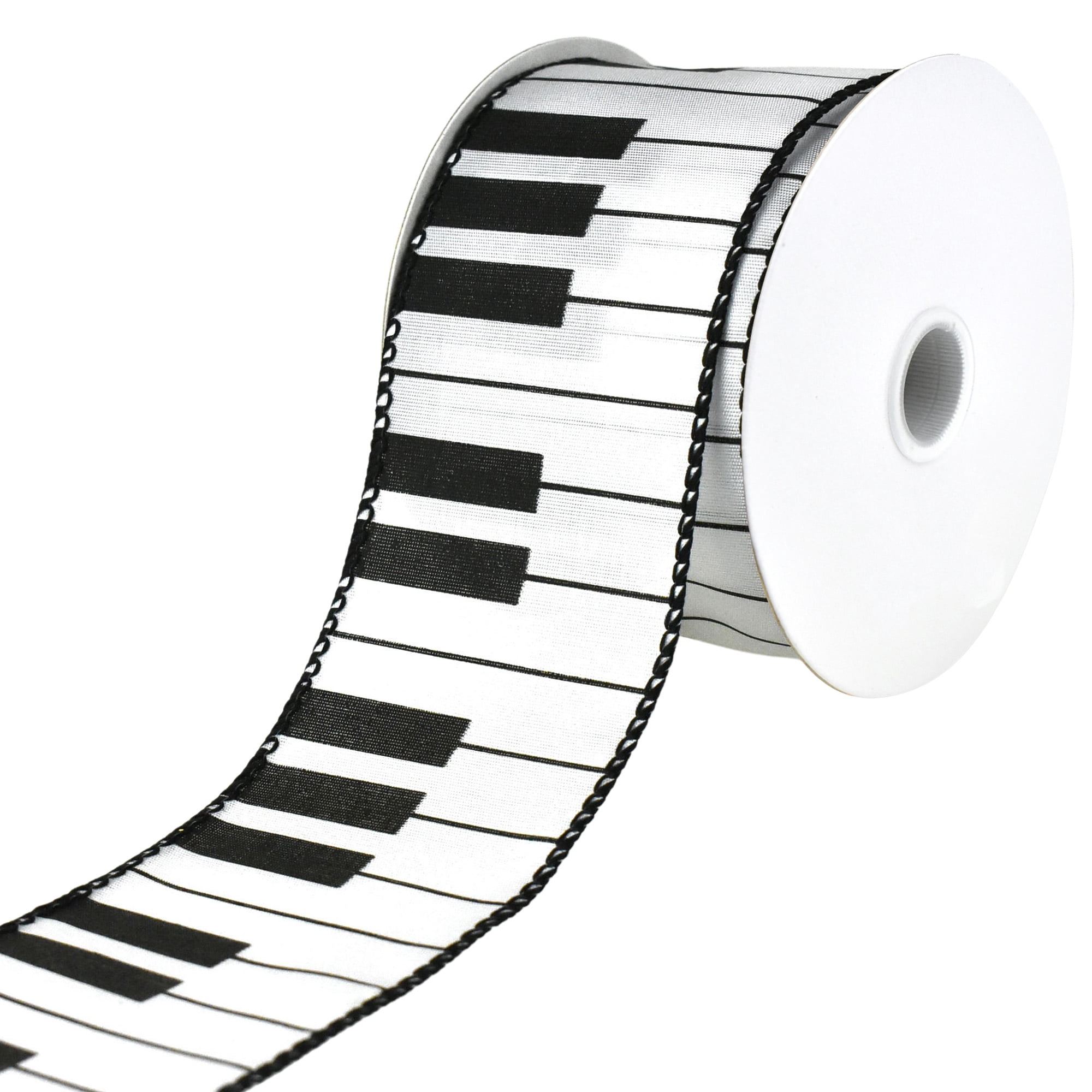 Homeford Piano Keys Musical Wired Ribbon, 2-1/2-inch, 10-yard, White ...