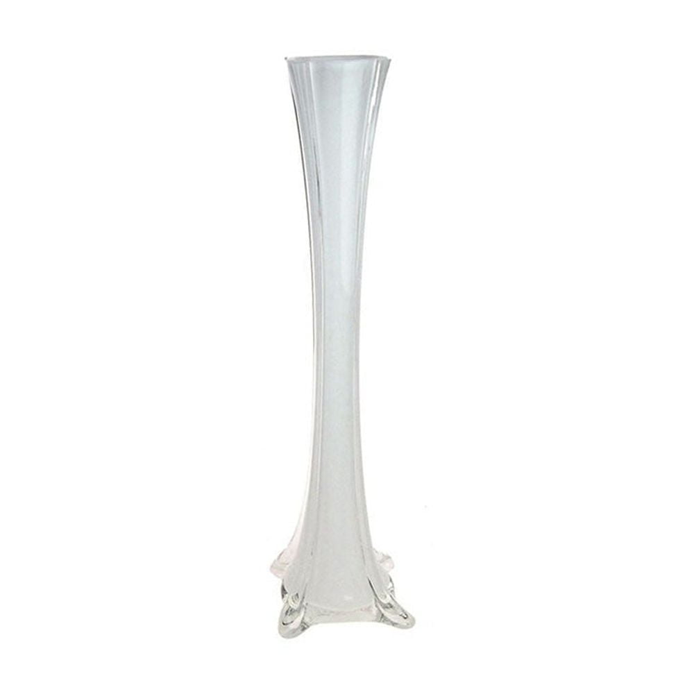 Homeford Tall Eiffel Tower Glass Vase Centerpiece, 12-inch, White ...