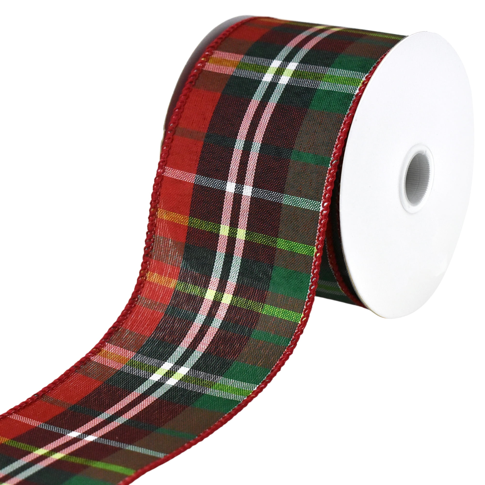 Homeford Traditional Grand Plaid Christmas Wired Ribbon, 2-1/2-inch, 10 ...