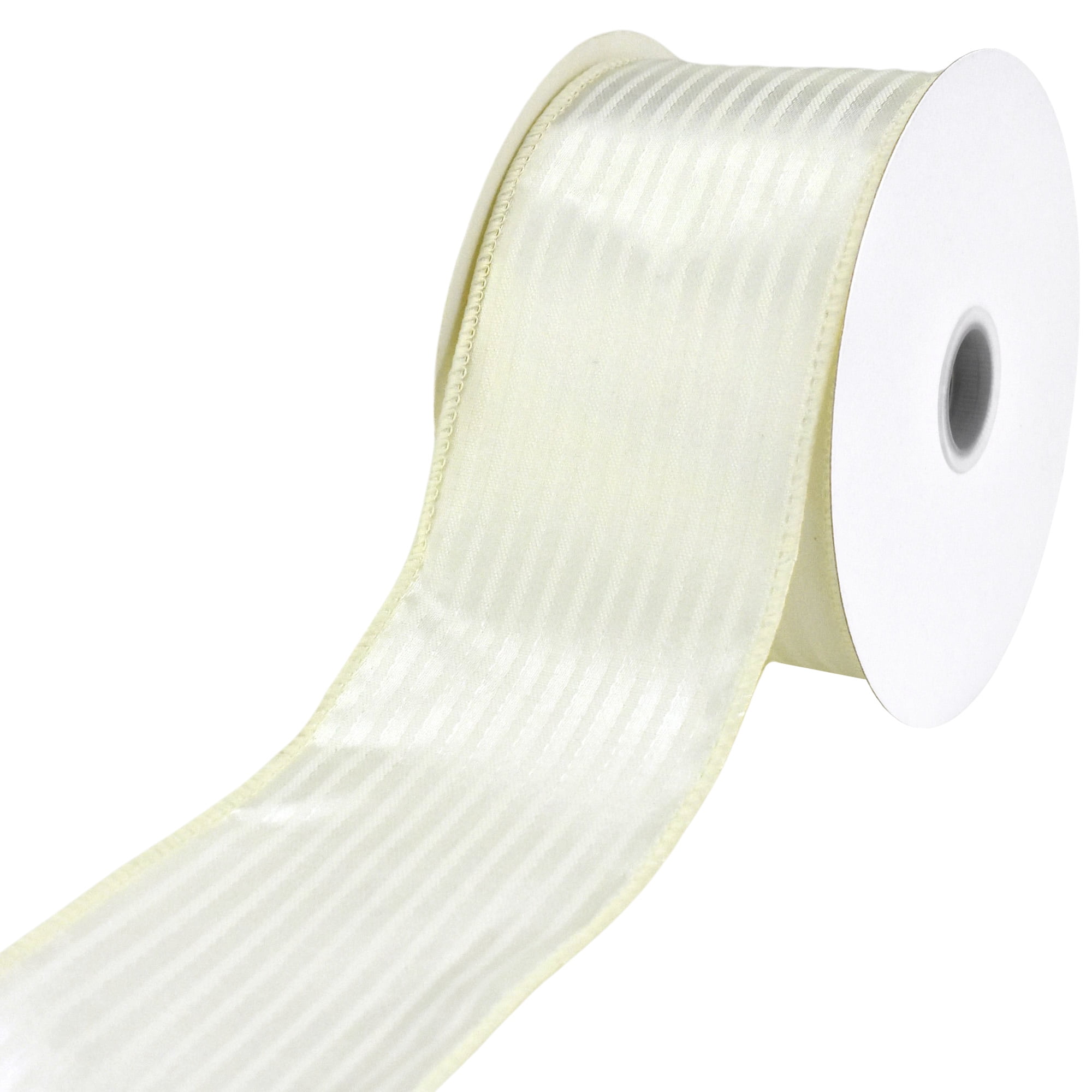 Homeford Tuxedo Stripes Satin Wired Ribbon, 2-1/2-Inch, 10-Yard, Ivory ...