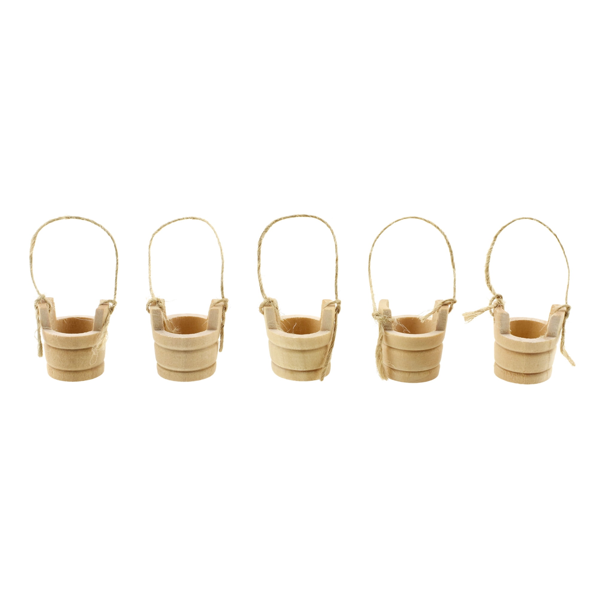 HOMEFORD ESC05 Wooden Craft Well Bucket Miniatures with Jute Handle, 7/ ...