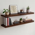 Homeforia Walnut 36 inch Floating Shelf, High End Solid Real Wood ...