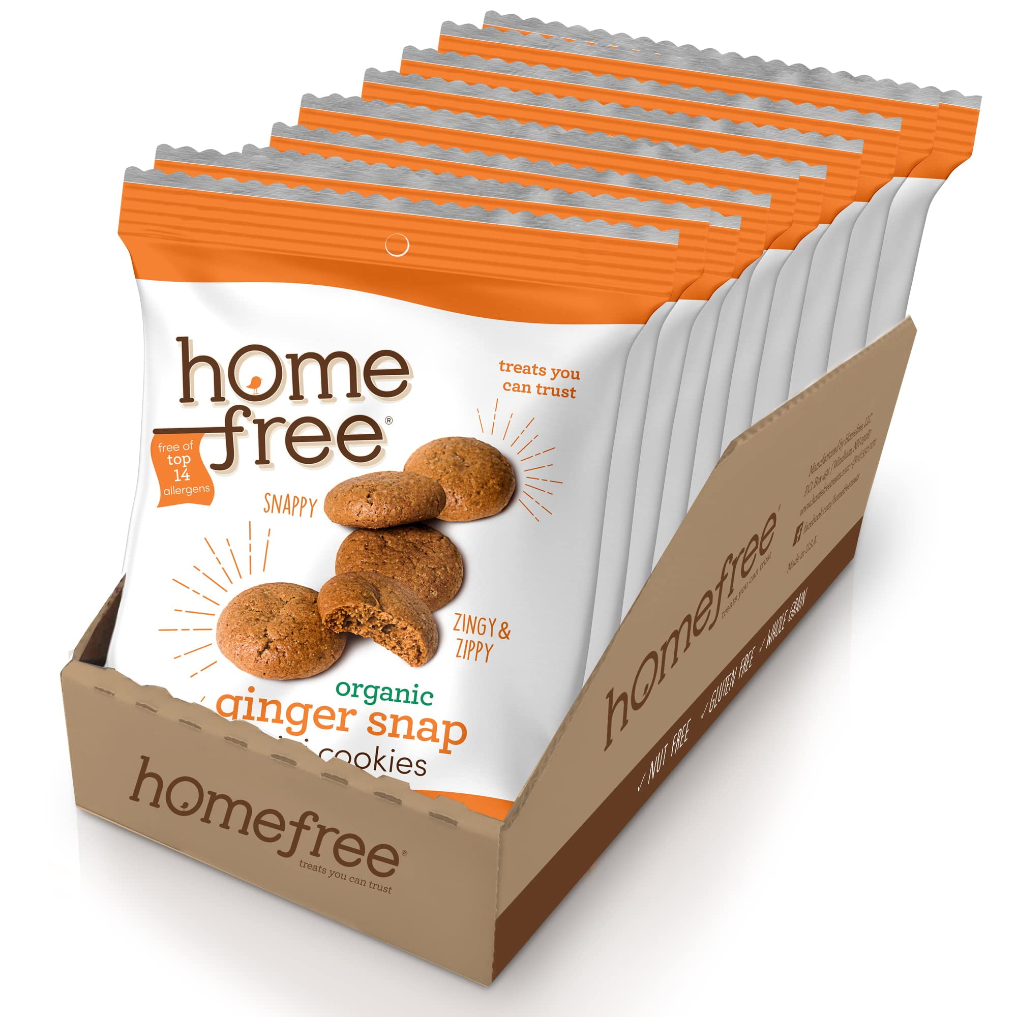 Homefree Mini Ginger Snap KEF16 Cookies, Organic, Gluten Free, Nut Free ...