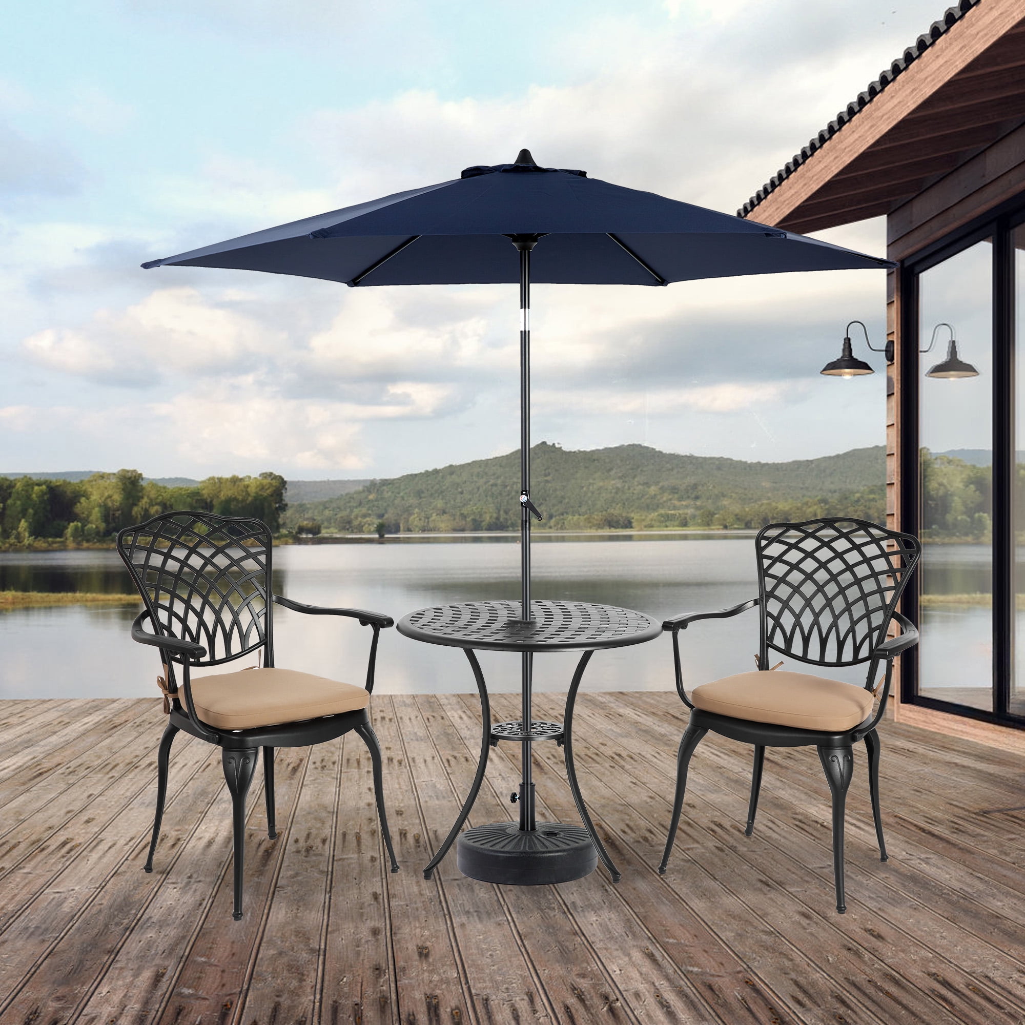Homefun 3-Piece Cast Aluminum Bistro Set - All-Weather Outdoor Table ...