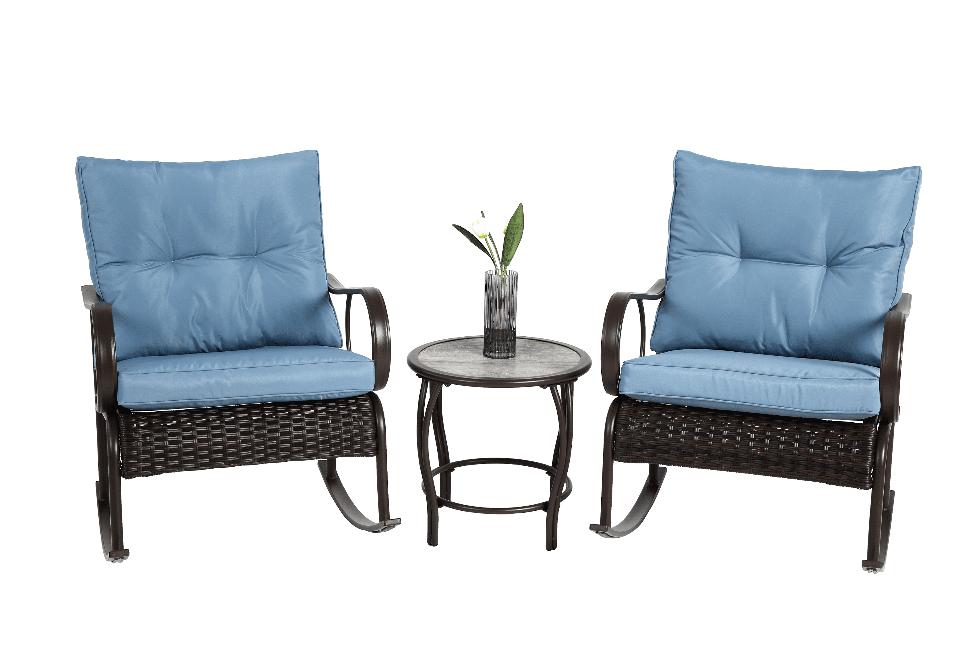 Homefun 3 Pieces Patio Furniture Set Rocking Bistro Outdoor Rattan ...