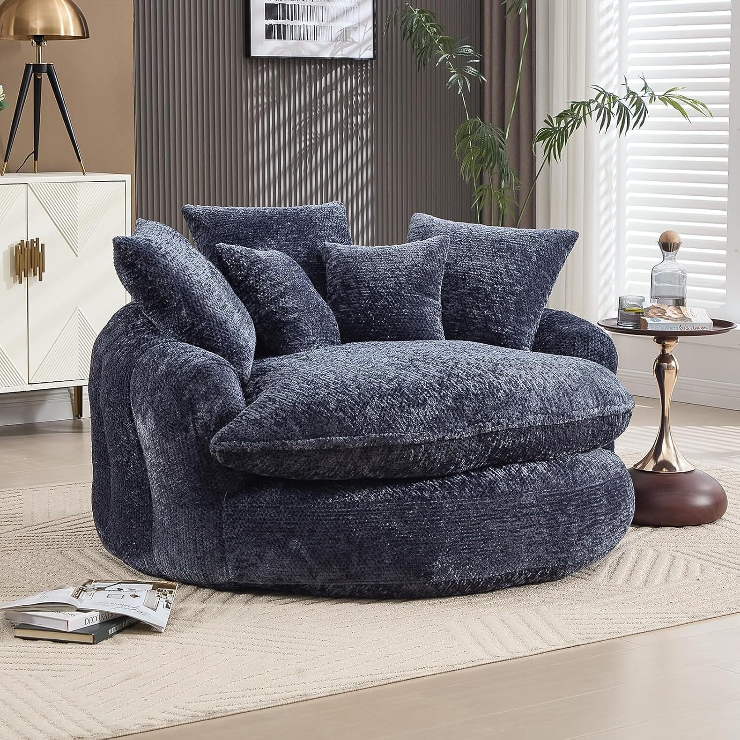 Homefun 55" Oversize Round Chair Couch Lounge Chaise Indoor,Comfy ...