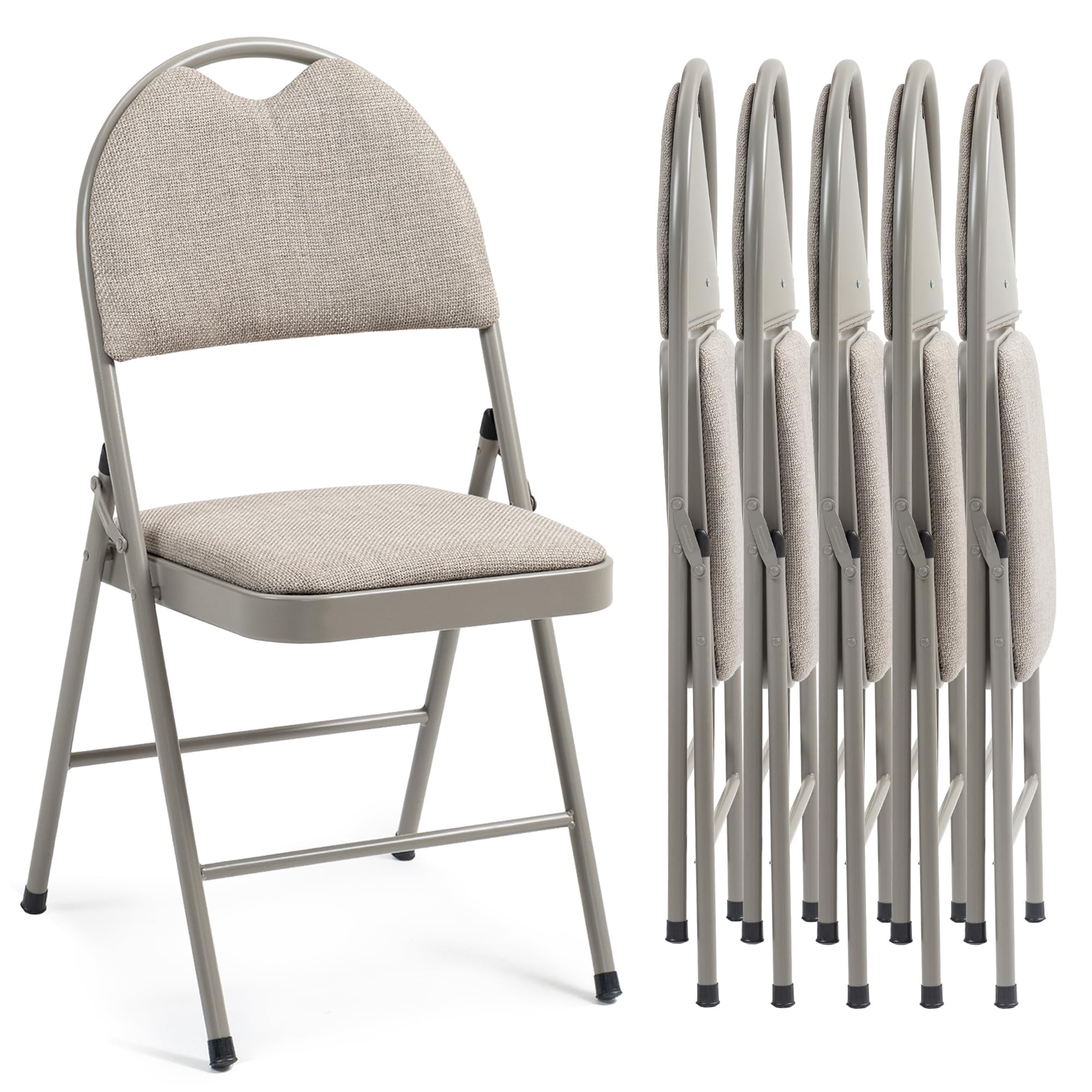 Homefun 6-Pack Folding Chairs with Padded Seat - Portable Foldable ...