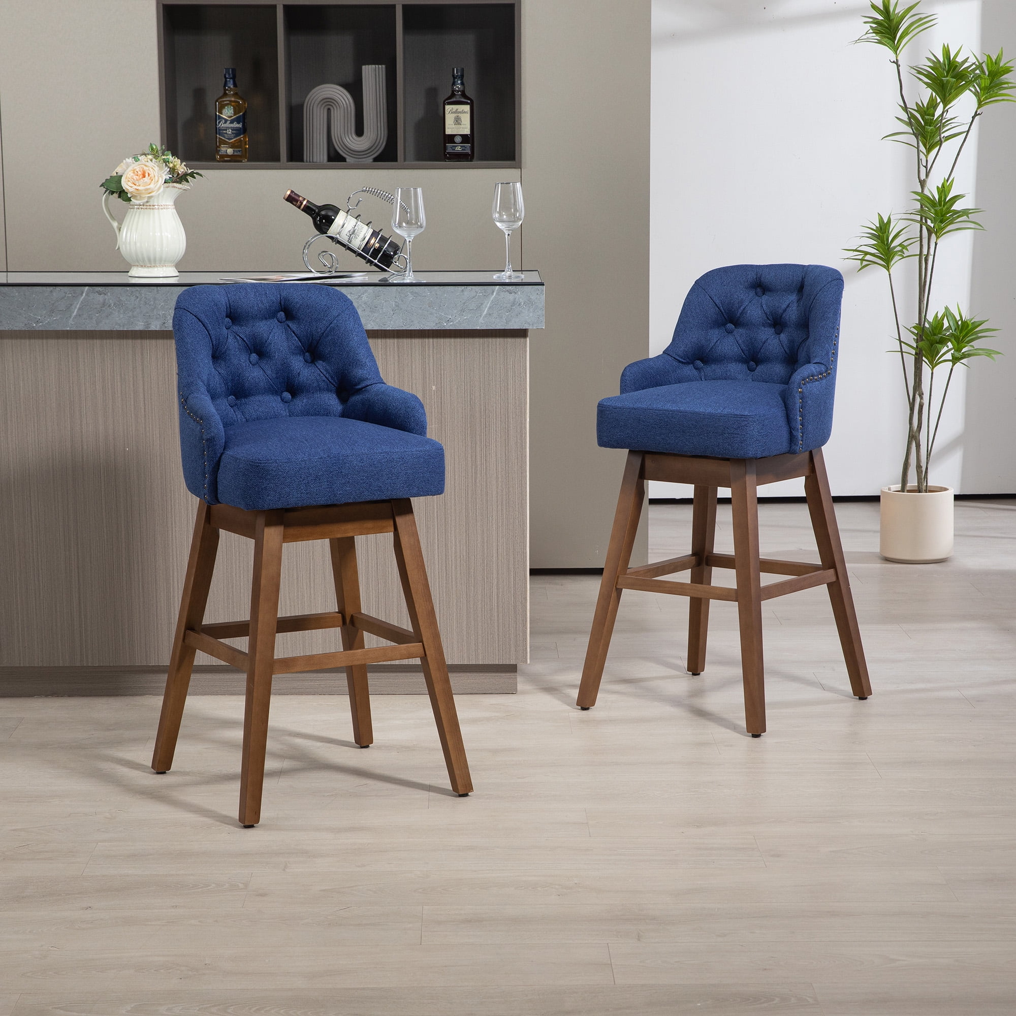 Homefun Bar Stools Set of 2 Counter Height Chairs with Footrest for ...