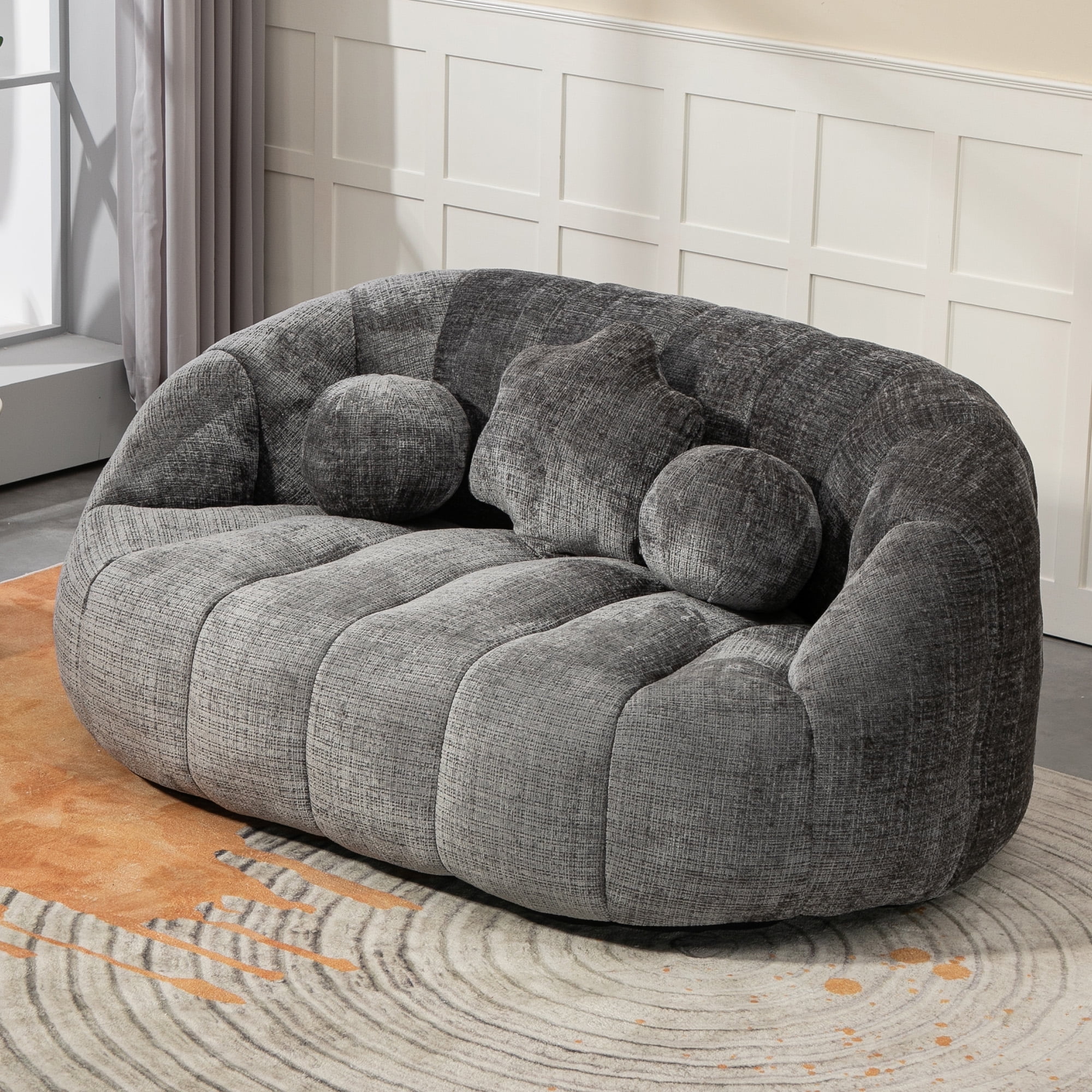 Homefun Chenille Bean Bag Sofa Chair High Back Plush Indoor Lounger ...