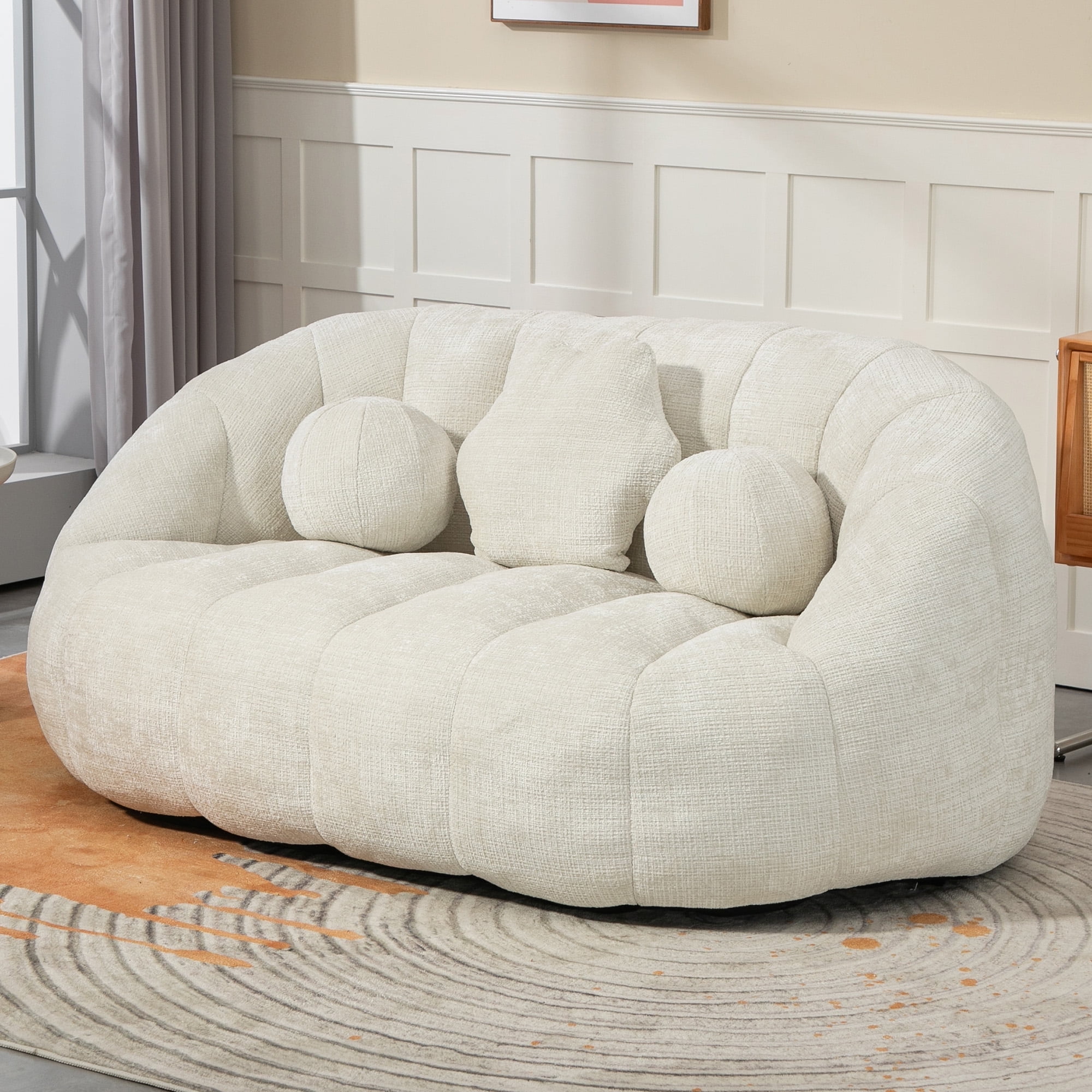 Homefun Chenille Bean Bag Sofa Chair High Back Plush Indoor Lounger ...