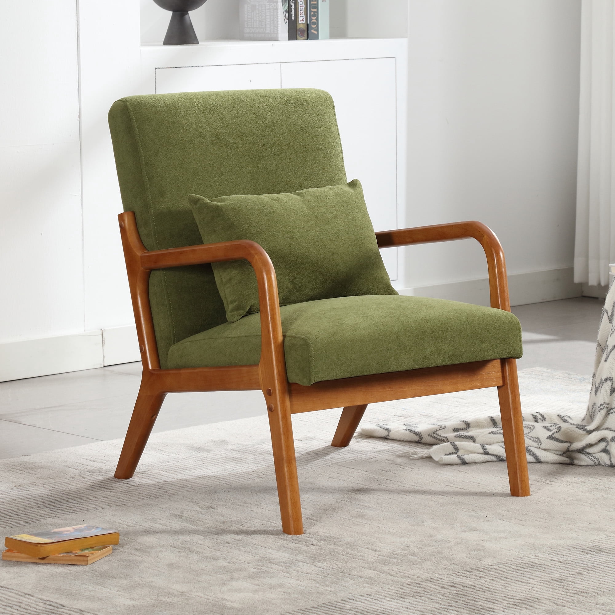 Homefun Modern Accent Chair - Solid Wood Frame & Plush Padding Lounge ...