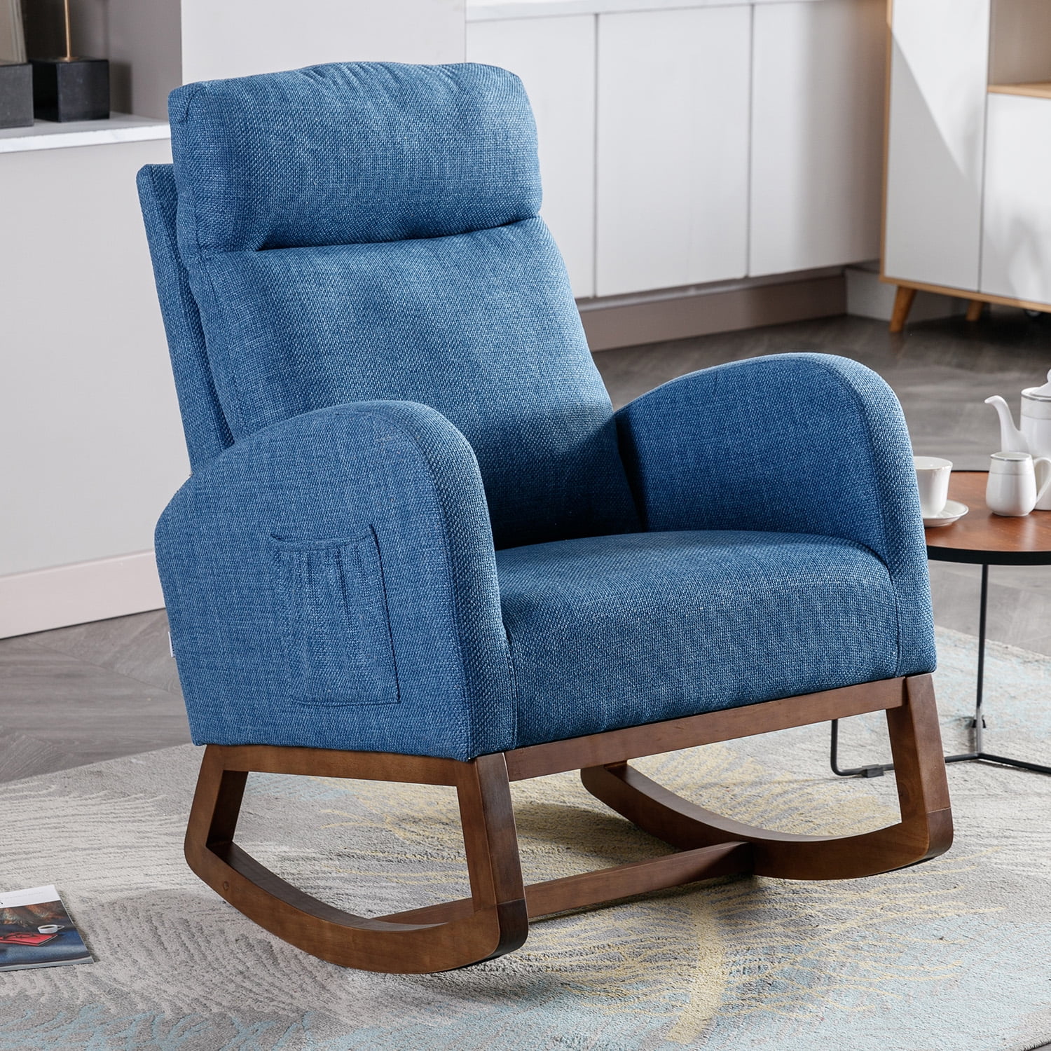 Homefun Nursery Rocking Chair for Living Room, Upholstered Mid-Century ...