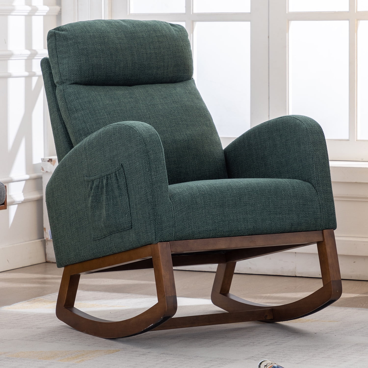 Homefun Nursery Rocking Chair for Living Room, Upholstered Mid-Century ...