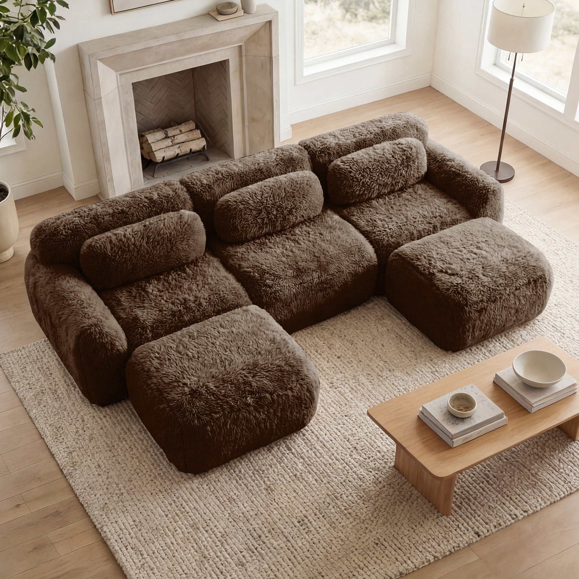 Homefun U-Shaped Boneless Sofa Modular with Chaise Free Combination ...