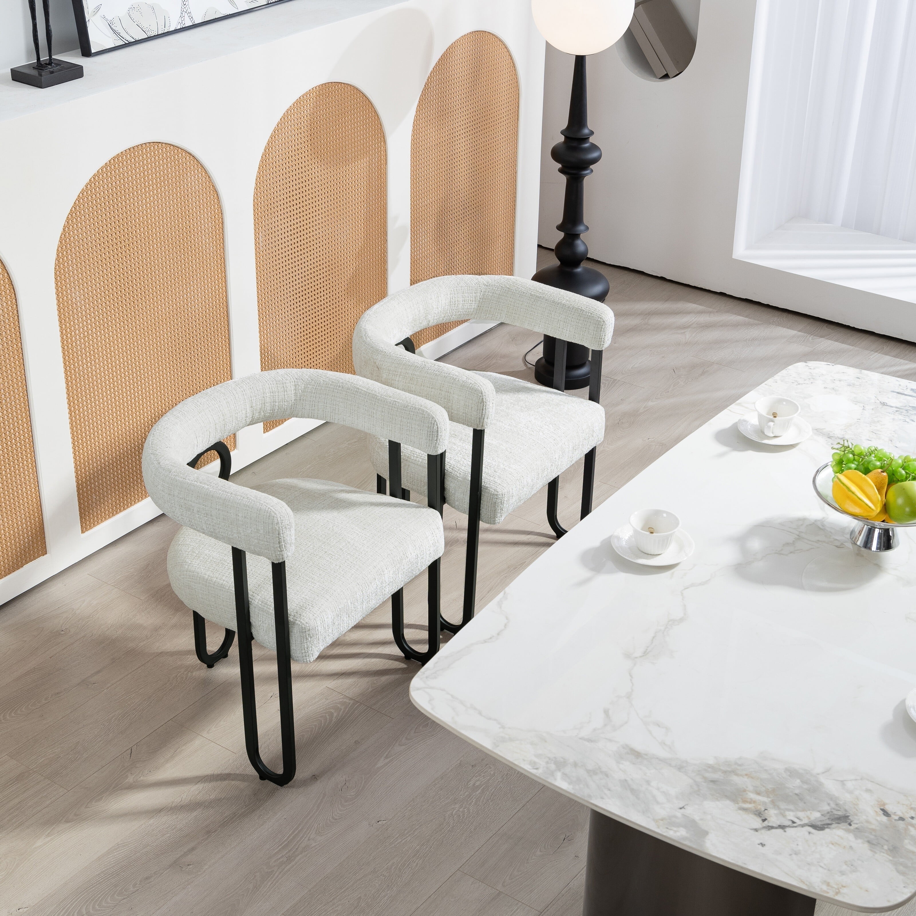 Homefun set of 2 Contemporary Designed PU/Chenille Fabric Upholstered ...