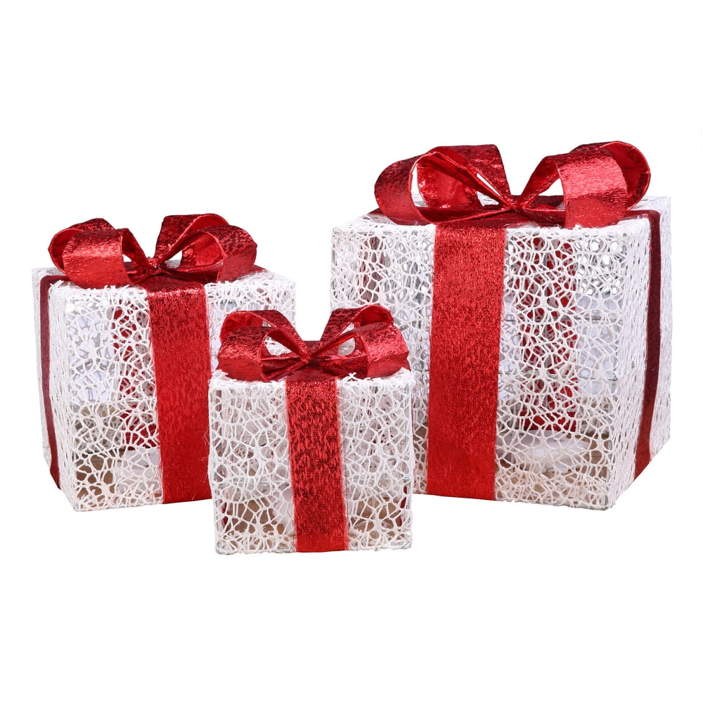 Homegear Holiday Decor: Set of 3 Pre-lit Decorative Gift Boxes with 60 ...