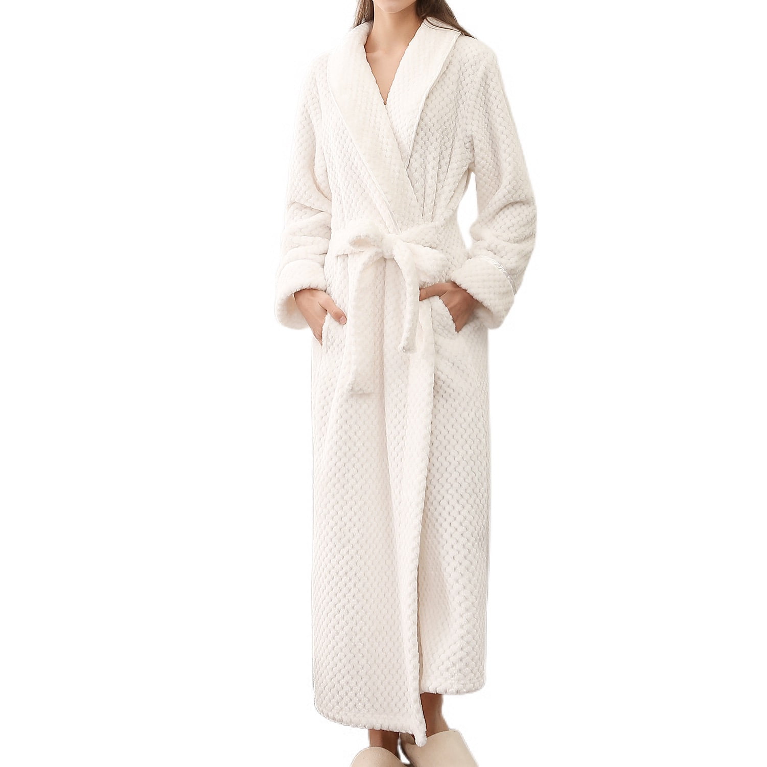 Homegro Women's Long Robe Fuzzy Plush Spa Bath Robes Fleece Winter Warm ...
