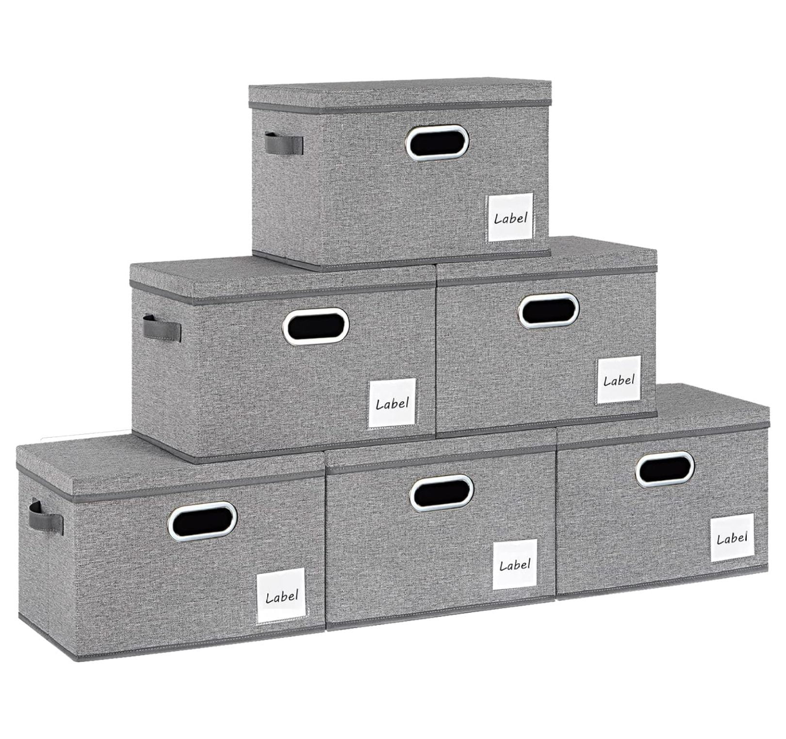 Homehour Extra Large Storage Bins With Lids 6 Pack Foldable Linen