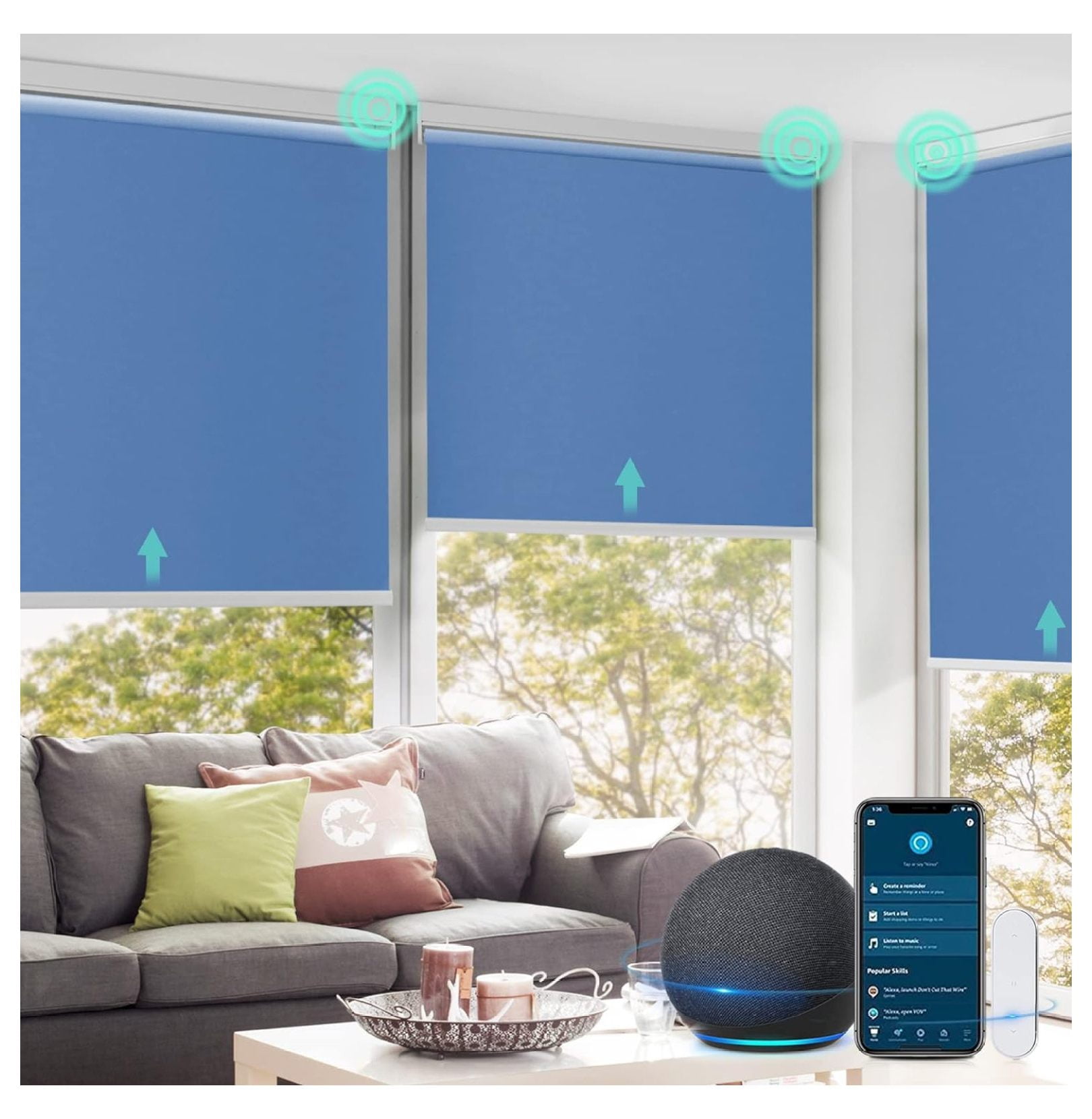 Homehour Motorized Shade Work with Alexa for Window, 100% Blackout ...