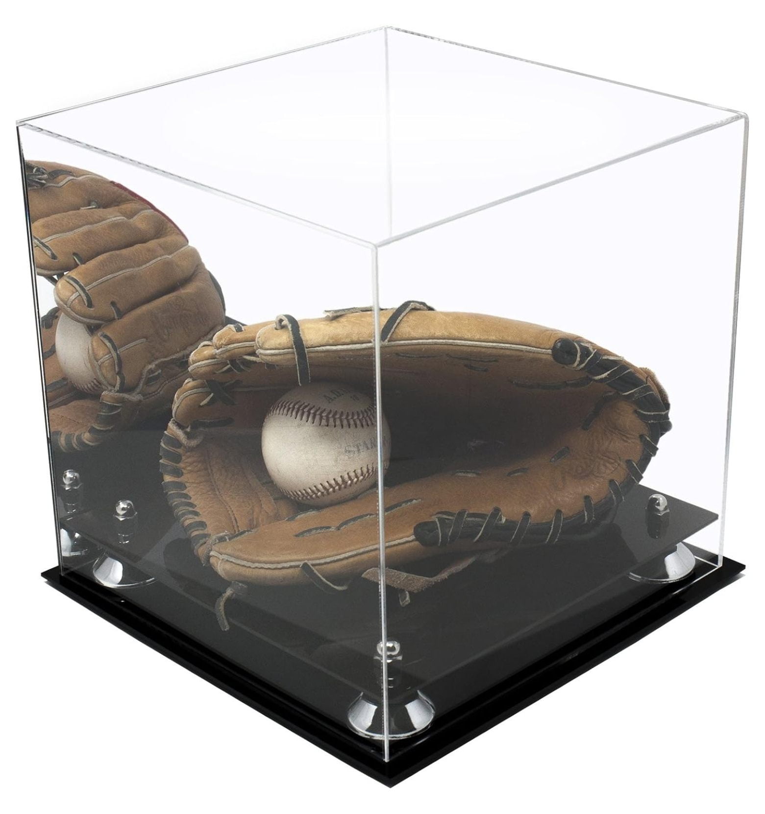 Homehour Versatile Display Case Medium Square Box With Silver Risers And Mirror 11 X 11 X 11