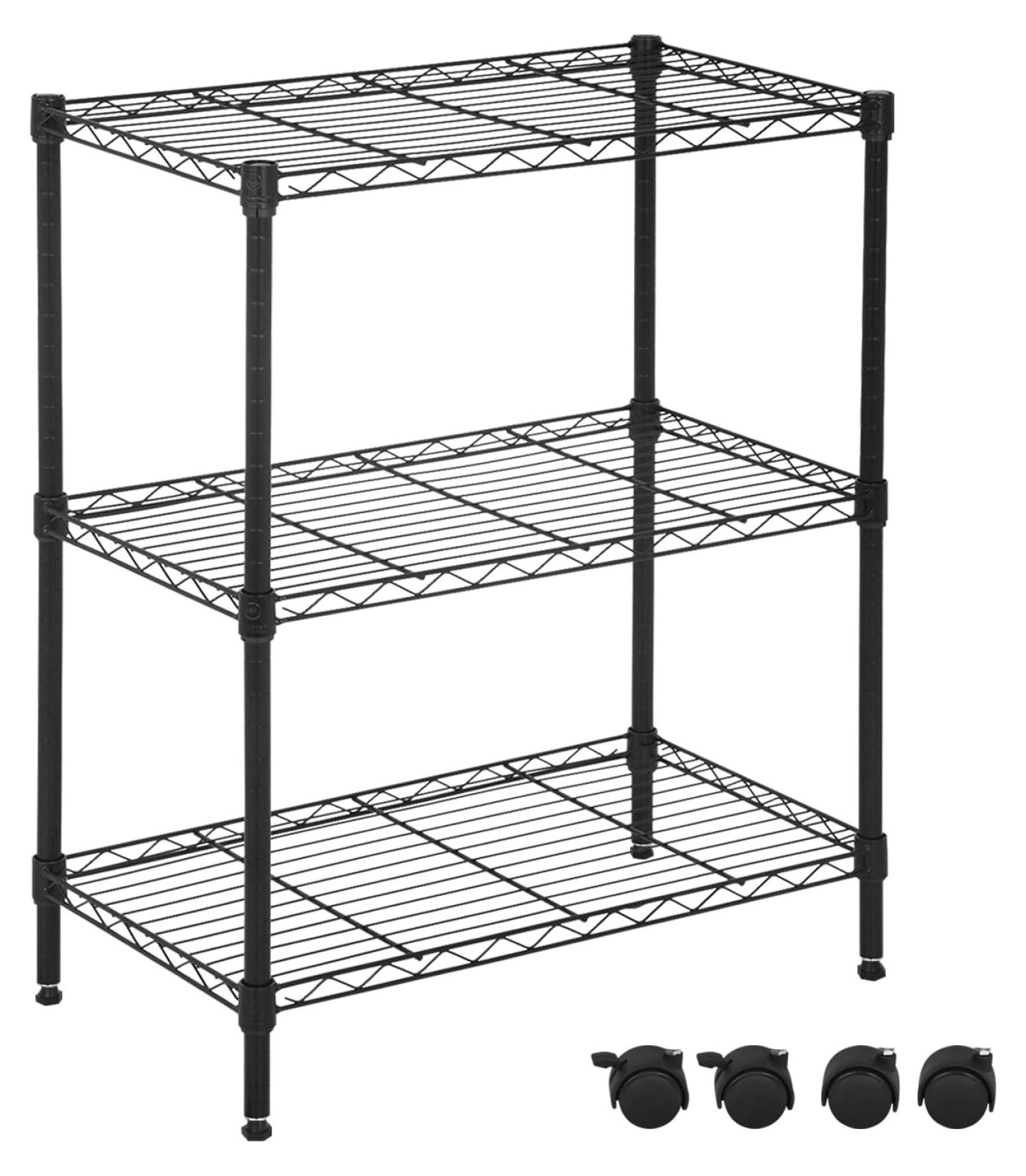 Homehours 3-Tier Metal Shelving, Adjustable Wire Shelving Unit with ...