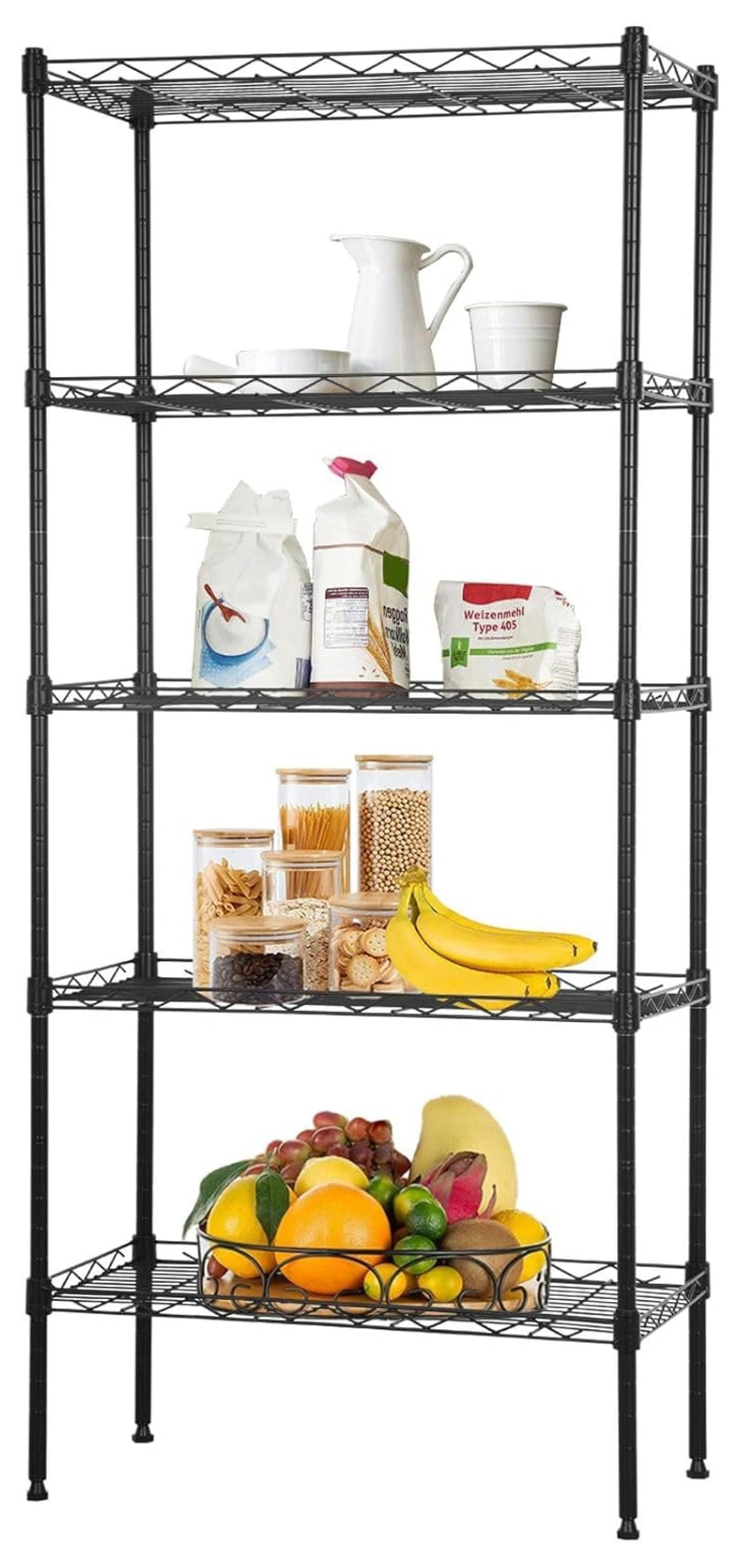 Homehours 5-Tier Wire Shelving Adjustable Metal Shelving Unit " H ...