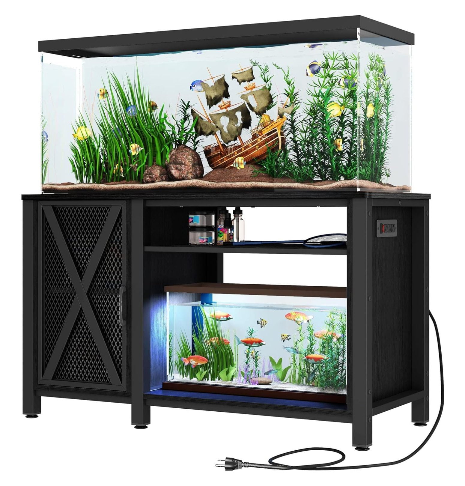 Homehours 55-75 Gallon Aquarium Stand with Power Outlets, Cabinet for ...